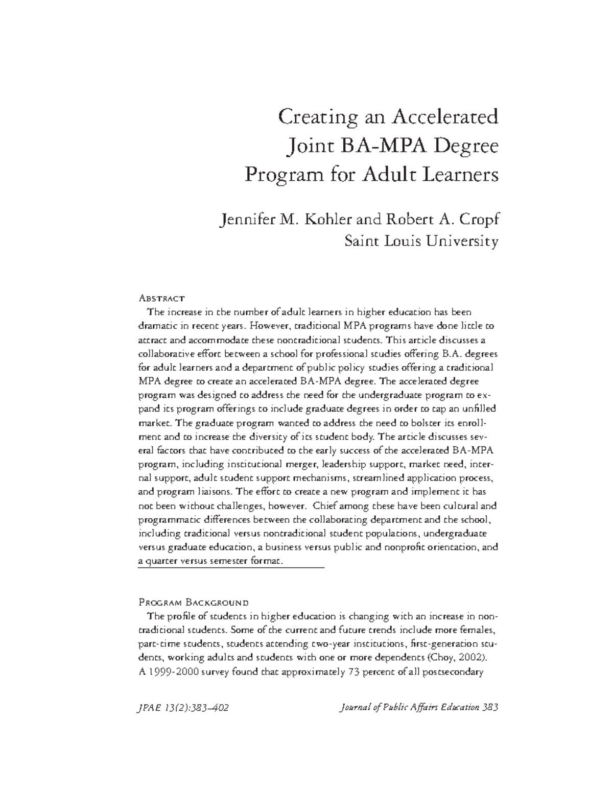 JPAE-Vol - Public administration - Journal of Public Affairs Education ...