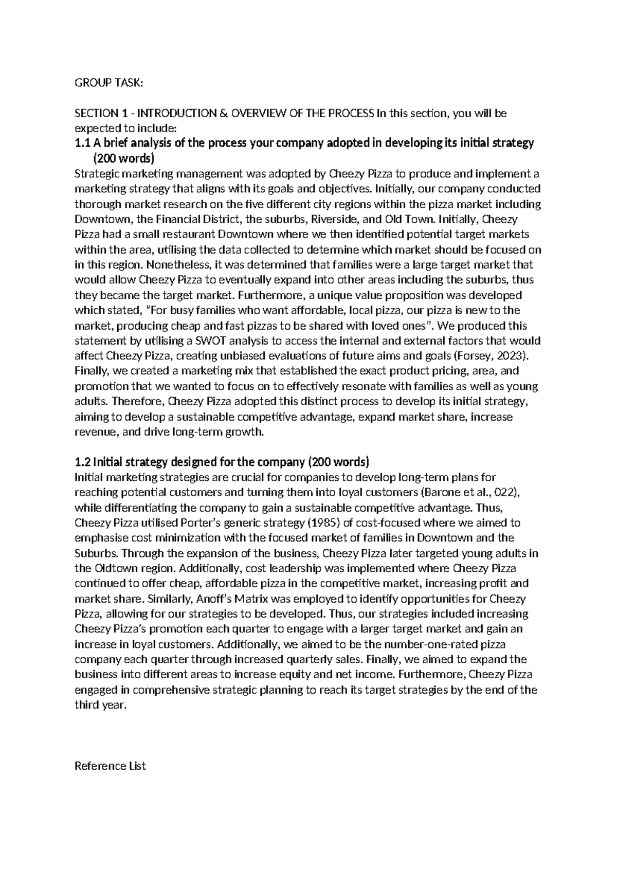 Group TASK - GROUP TASK: SECTION 1 - INTRODUCTION & OVERVIEW OF THE ...