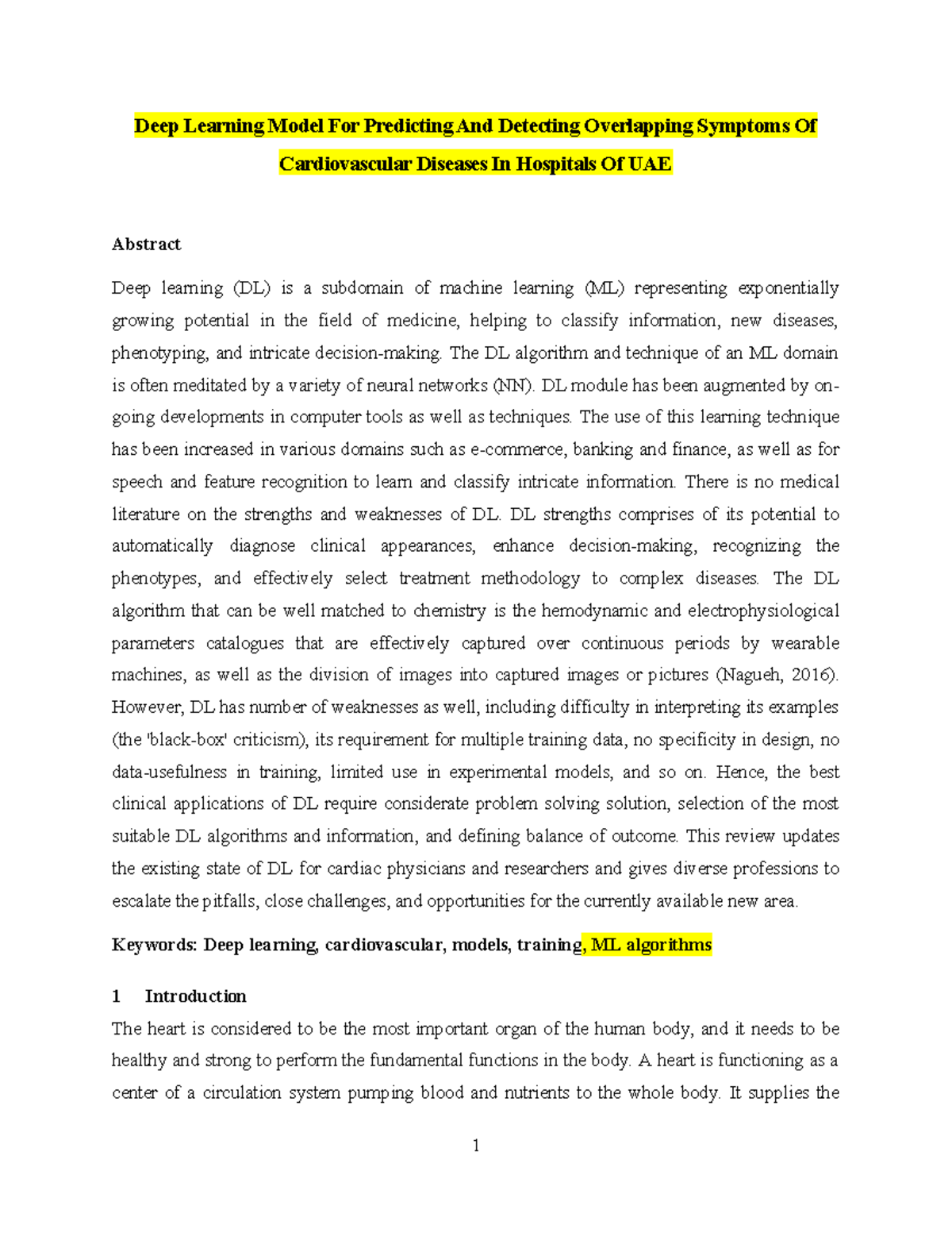 Cardiovascular Diseases in Hospitals - V1 - Deep Learning Model For Predicting And Detecting ...