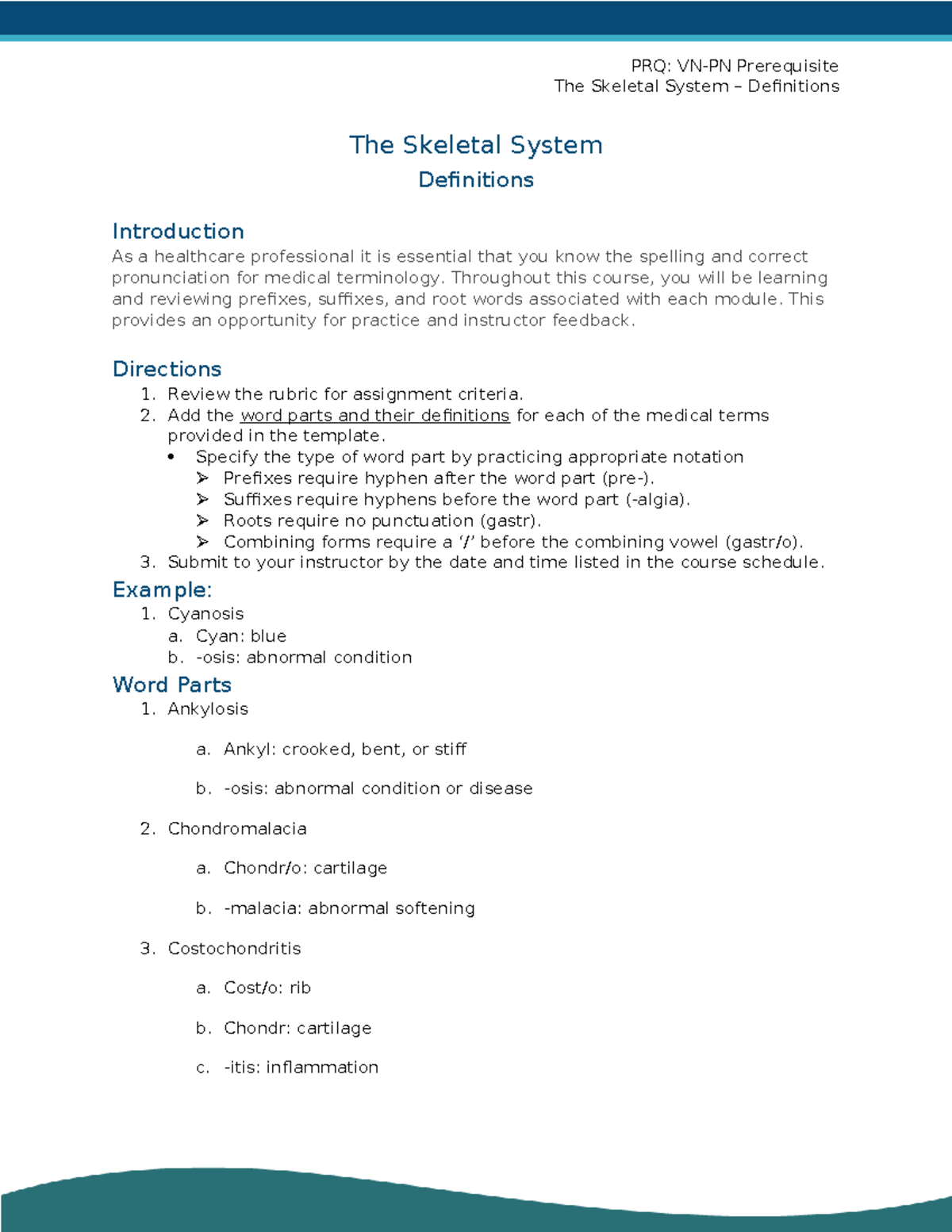 (Ch. 3 - Skeletal System) Definition - The Skeletal System ...