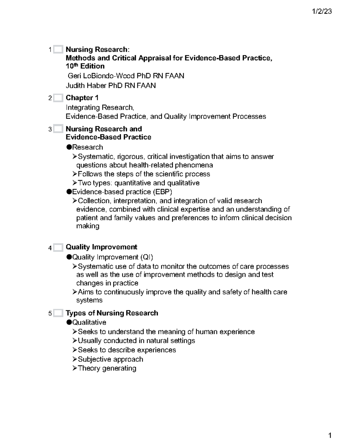 Chapter 1 ppt notes clinical inquiry - 1/2/ 1 Nursing Research: Methods ...