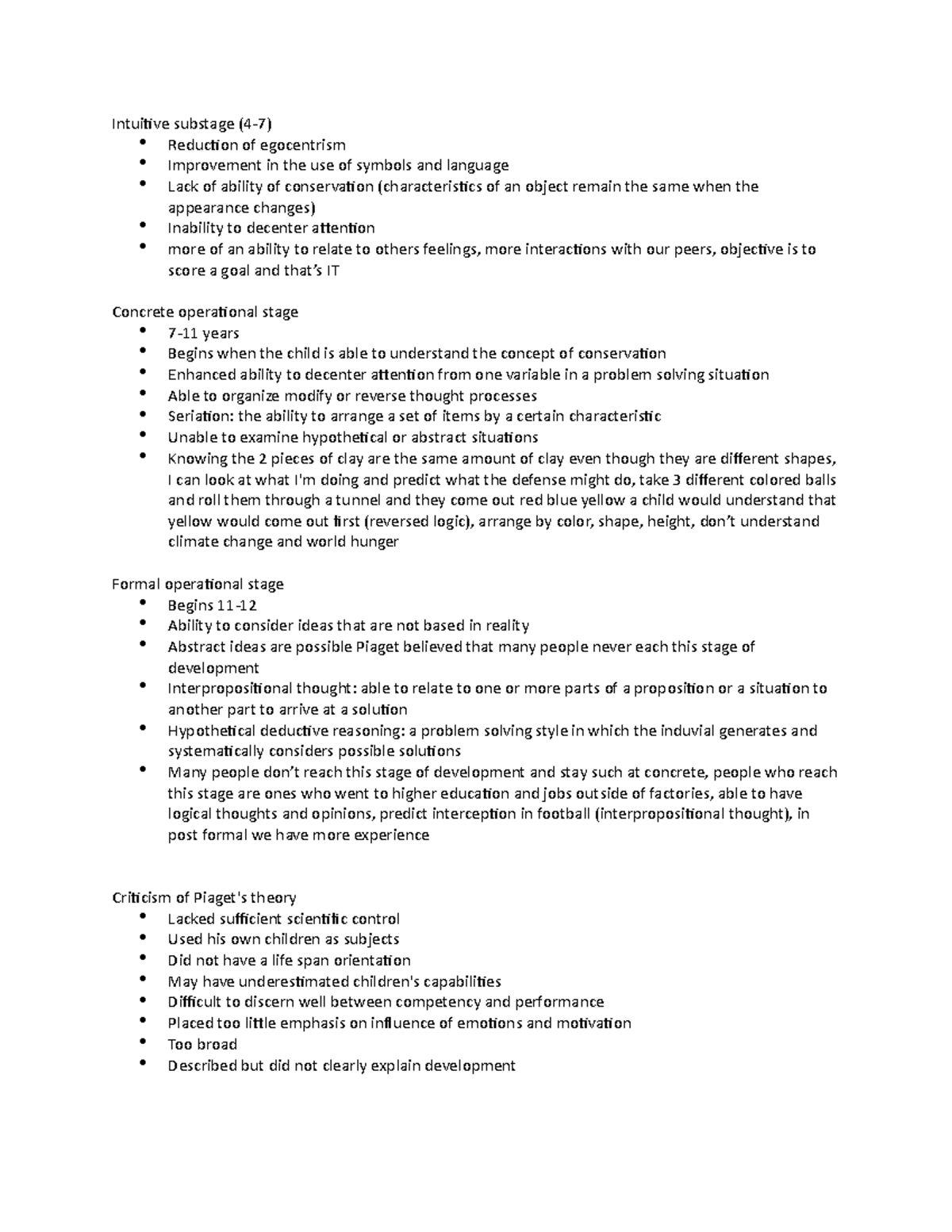 Cog development - Intuitive substage (4-7) Reduction of egocentrism ...