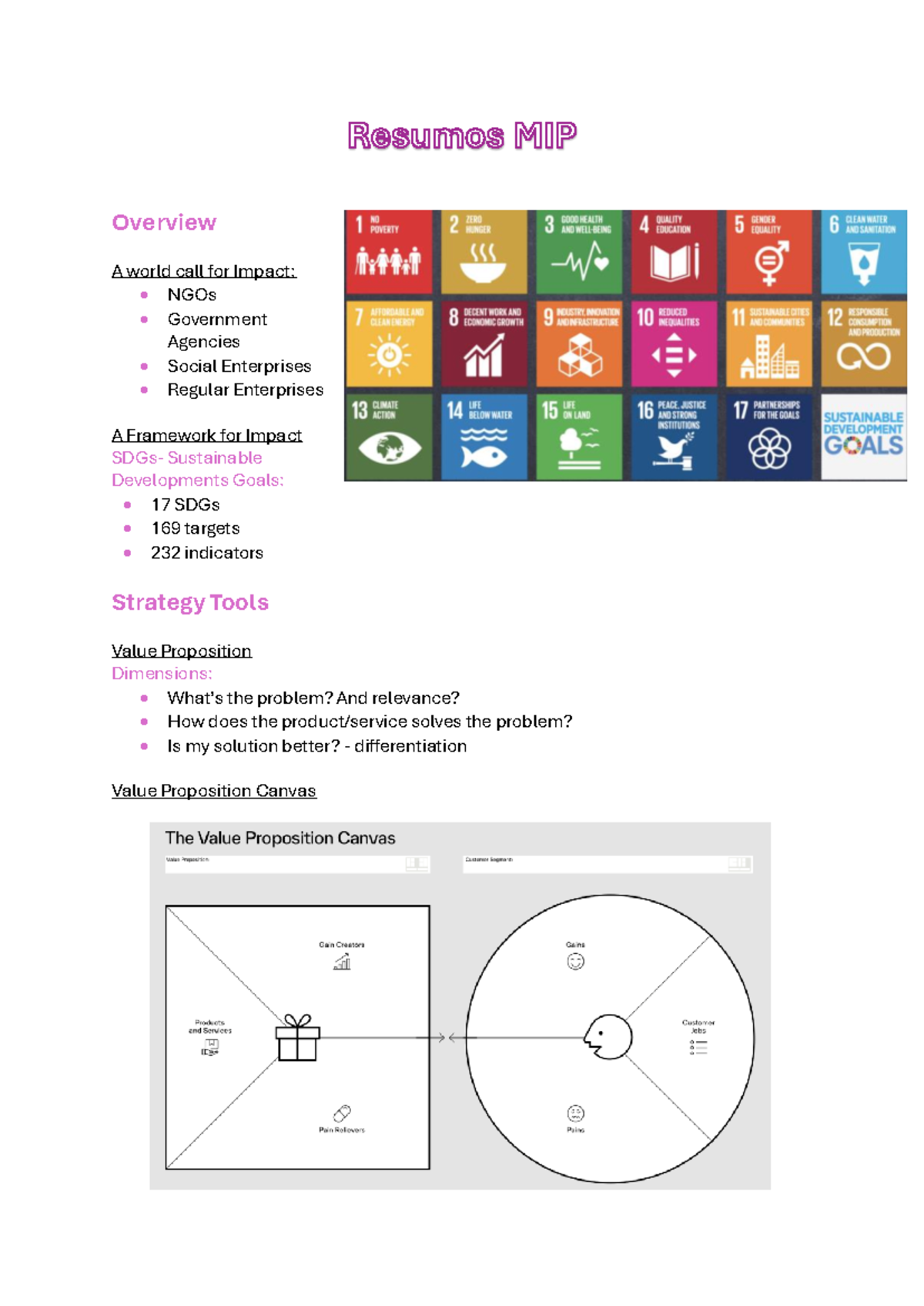 Resumos MIP - Resumo da matéria da cadeira - Resumos MIP Overview A world call for Impact ...