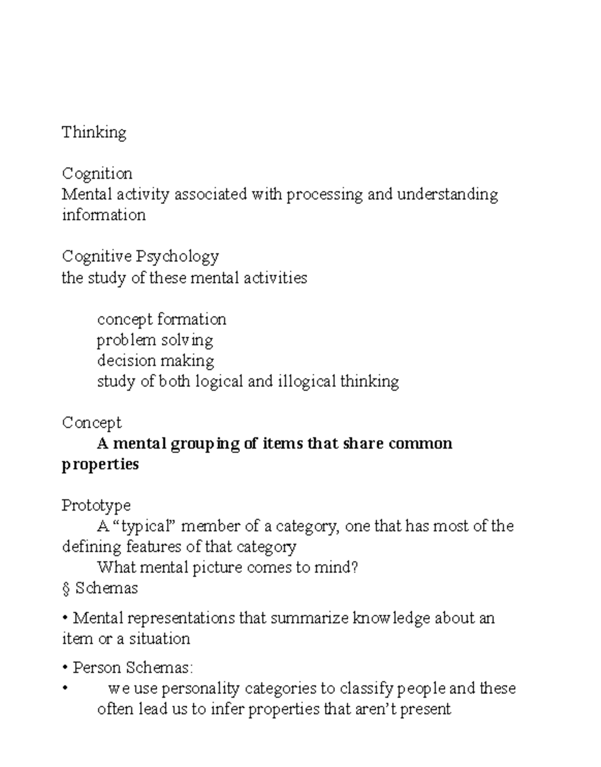 10. Thinking - Thinking Cognition Mental activity associated with ...