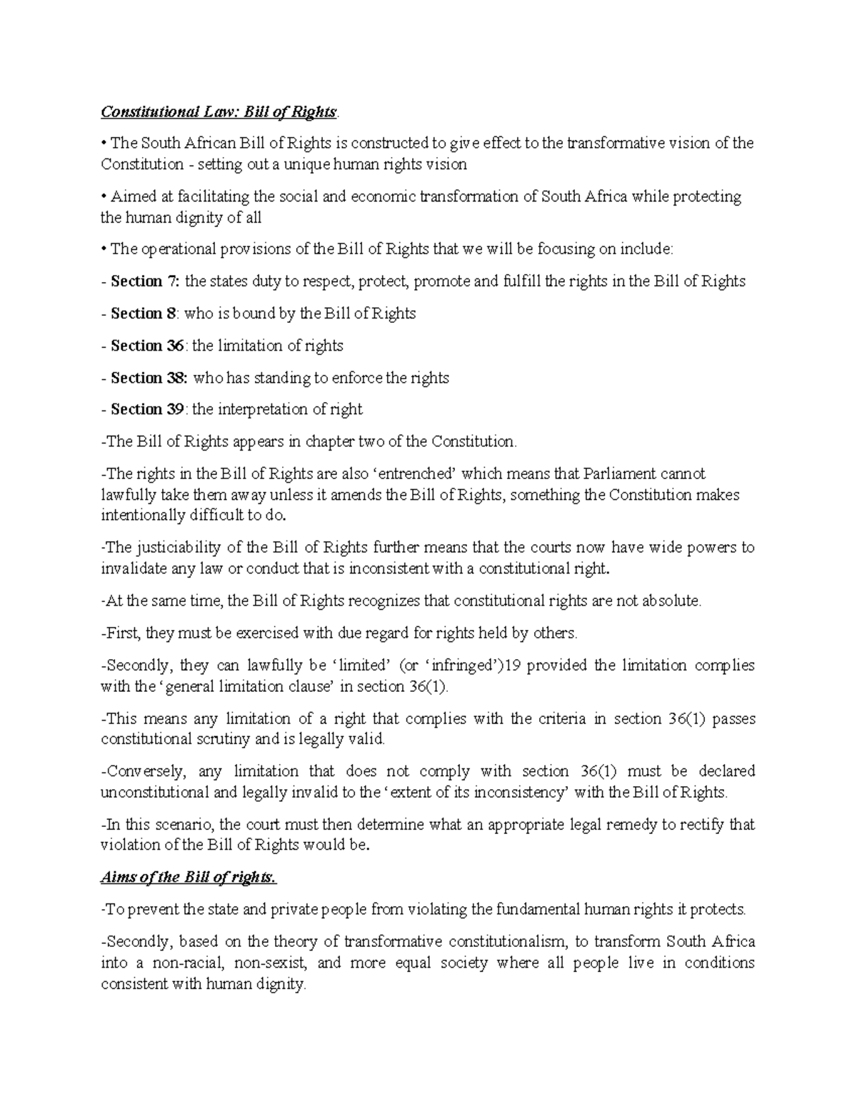 Bill of rights for topic 1, bill of rights - Constitutional Law: Bill ...