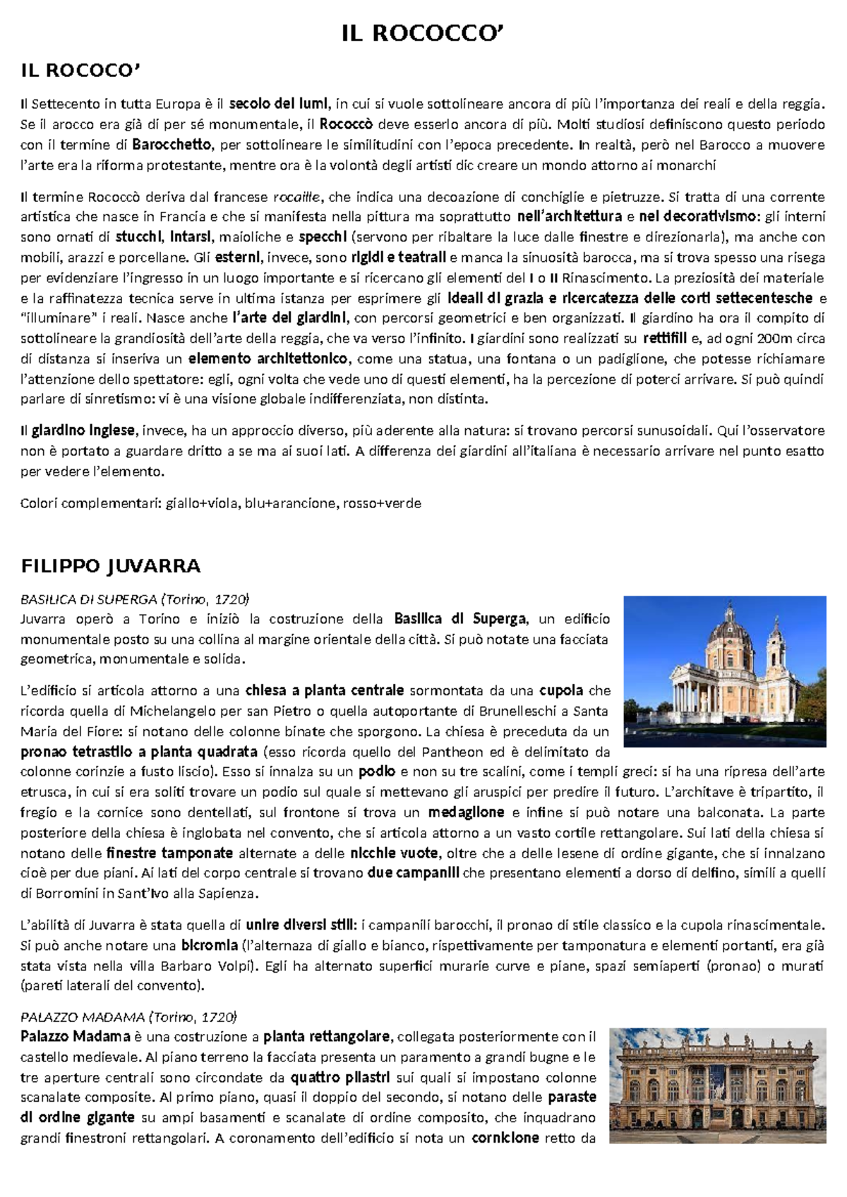 1. Il Rococò - riassunti e appunti di lezione - IL ROCOCCO’ IL ROCOCO ...