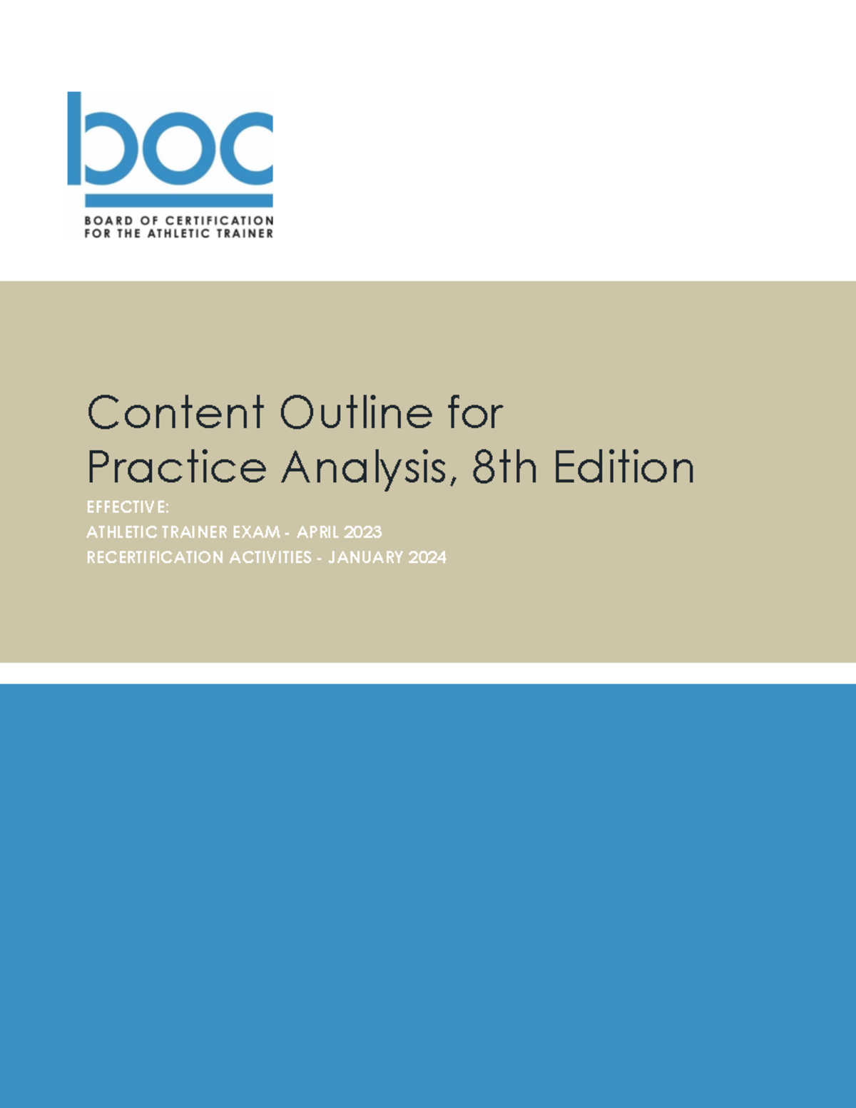 Boc pa8 content outline 20211228 - Content Outline for Practice ...