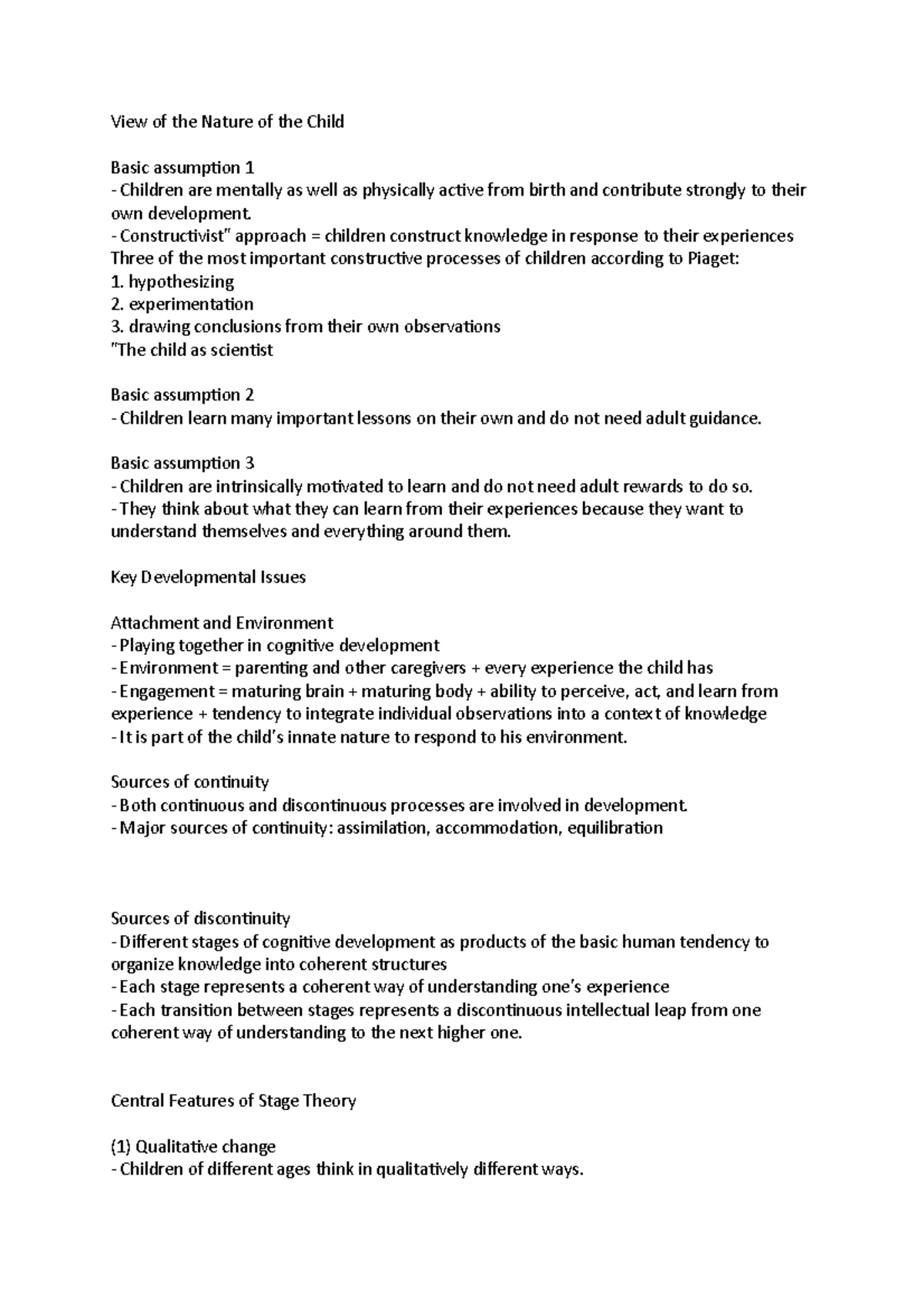 View of the Nature of the Child - Constructivist" approach = children ...