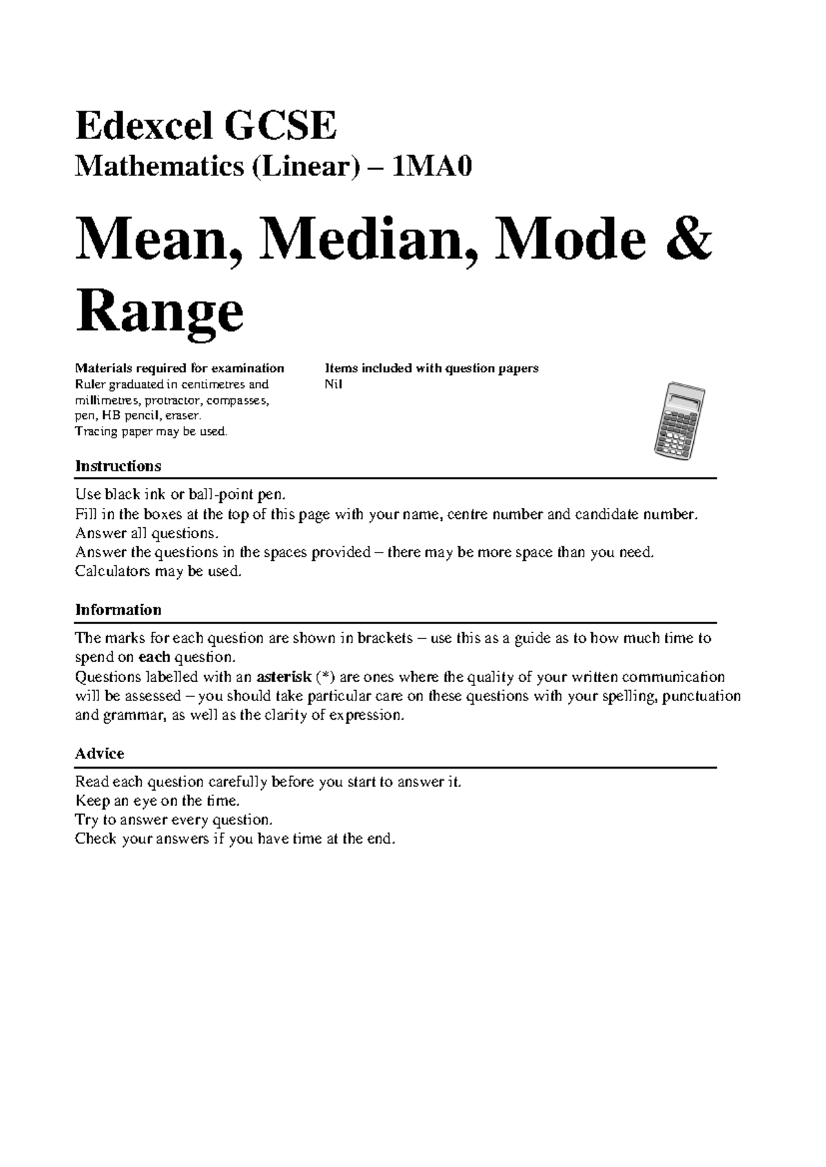 20 mean-median-mode-range - Edexcel GCSE Mathematics (Linear) – 1MA ...