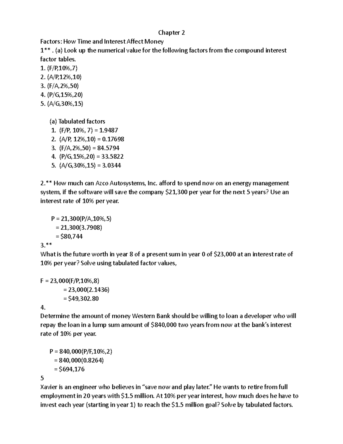 Chapter 2 Solutions - Chapter 2 Factors: How Time and Interest Affect ...