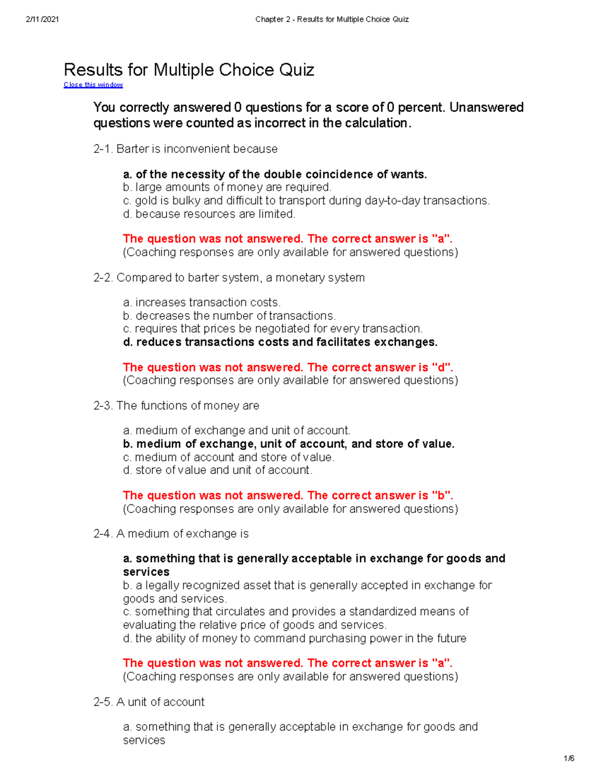 Chapter 2 - Results for Multiple Choice Quiz - Results for Multiple ...