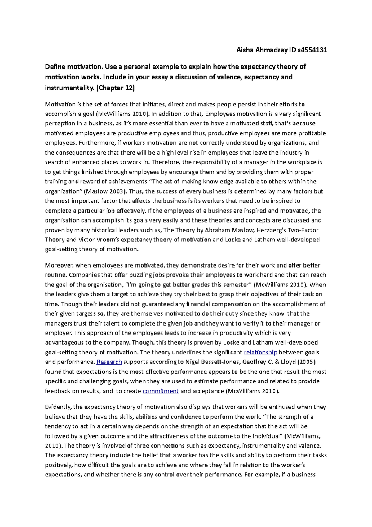 Final submission essay 2b - Aisha Ahmadzay ID s4554131 Define ...