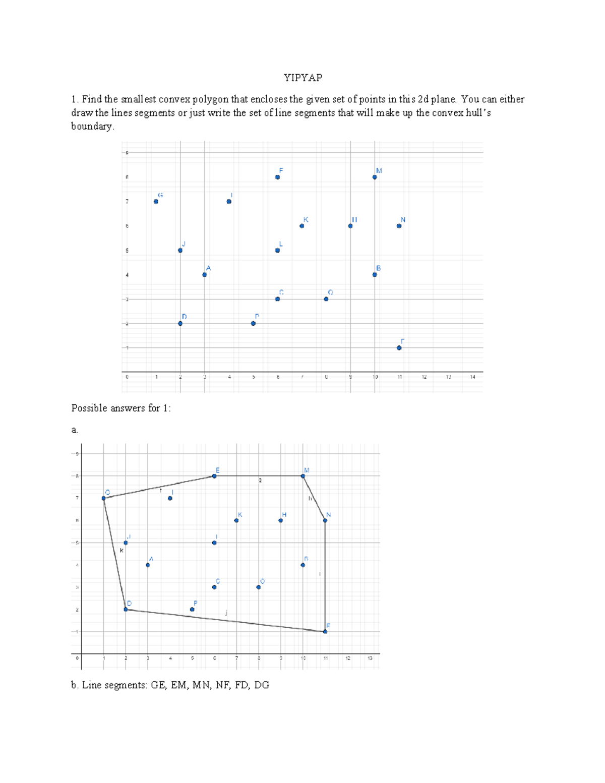 Convex Hull and Brute Force String Matching - YIPYAP Find the smallest convex polygon that ...