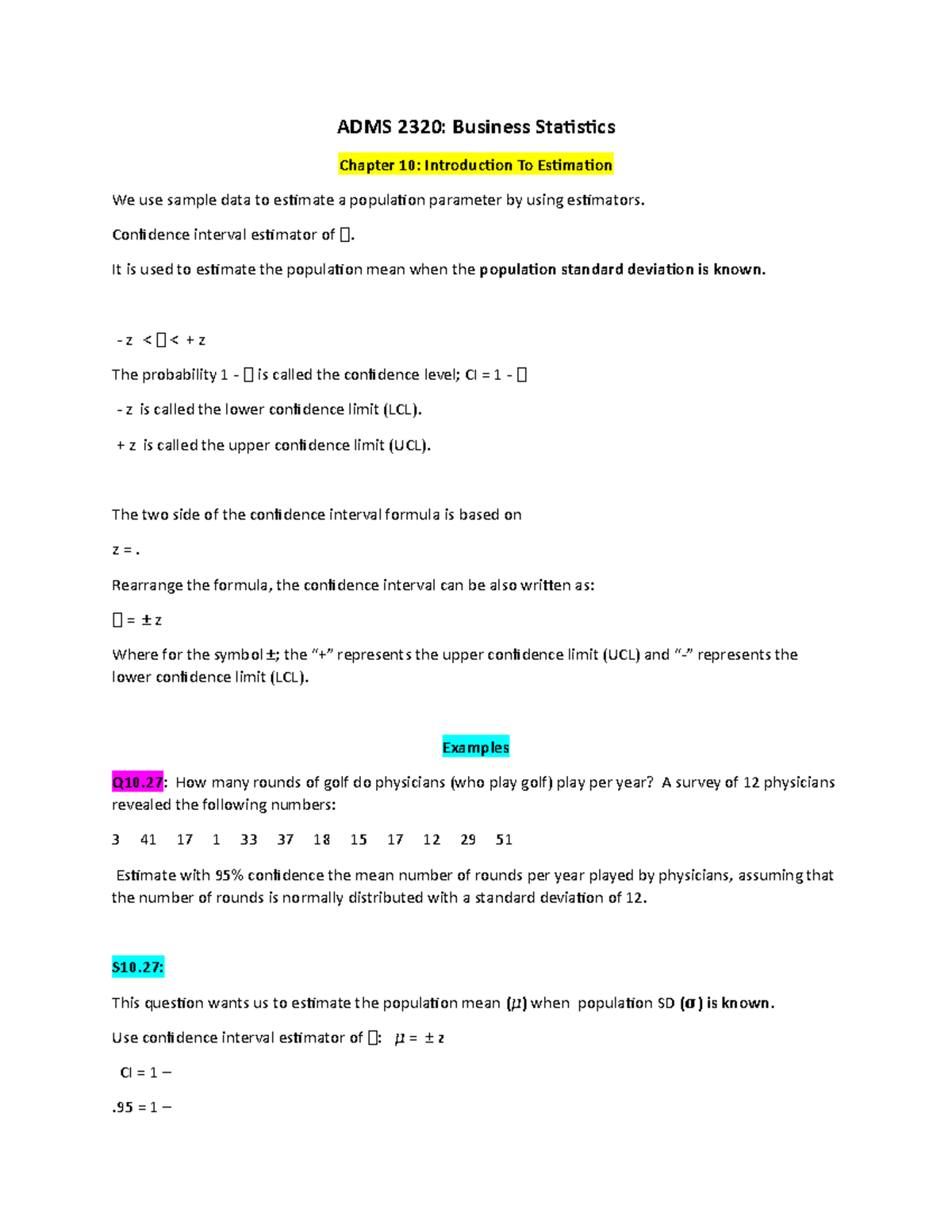 ADMS 2320 Notes Answer Practice Sheets To Help Tackle Statistics adms-2320-notes-answer-practice-sheets-to-help-tackle-statistics