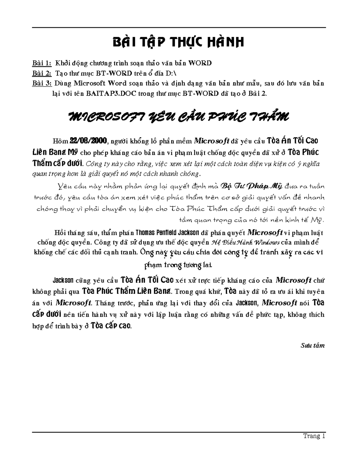 BAI TAP WORD Q1 - BAI TAP THUC HANH WORD Q1 THUC HANH CAC BAI TAP DE ...