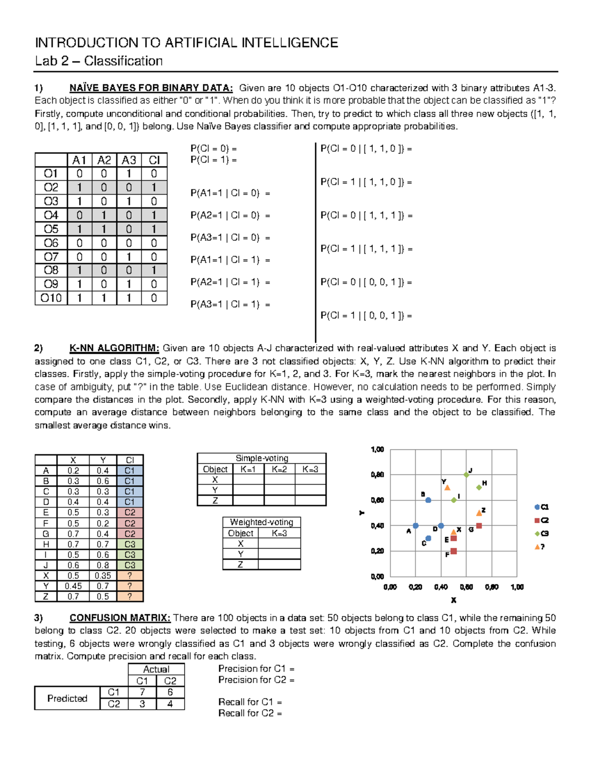 Exercises - zadania - INTRODUCTION TO ARTIFICIAL INTELLIGENCE Lab 2 ...