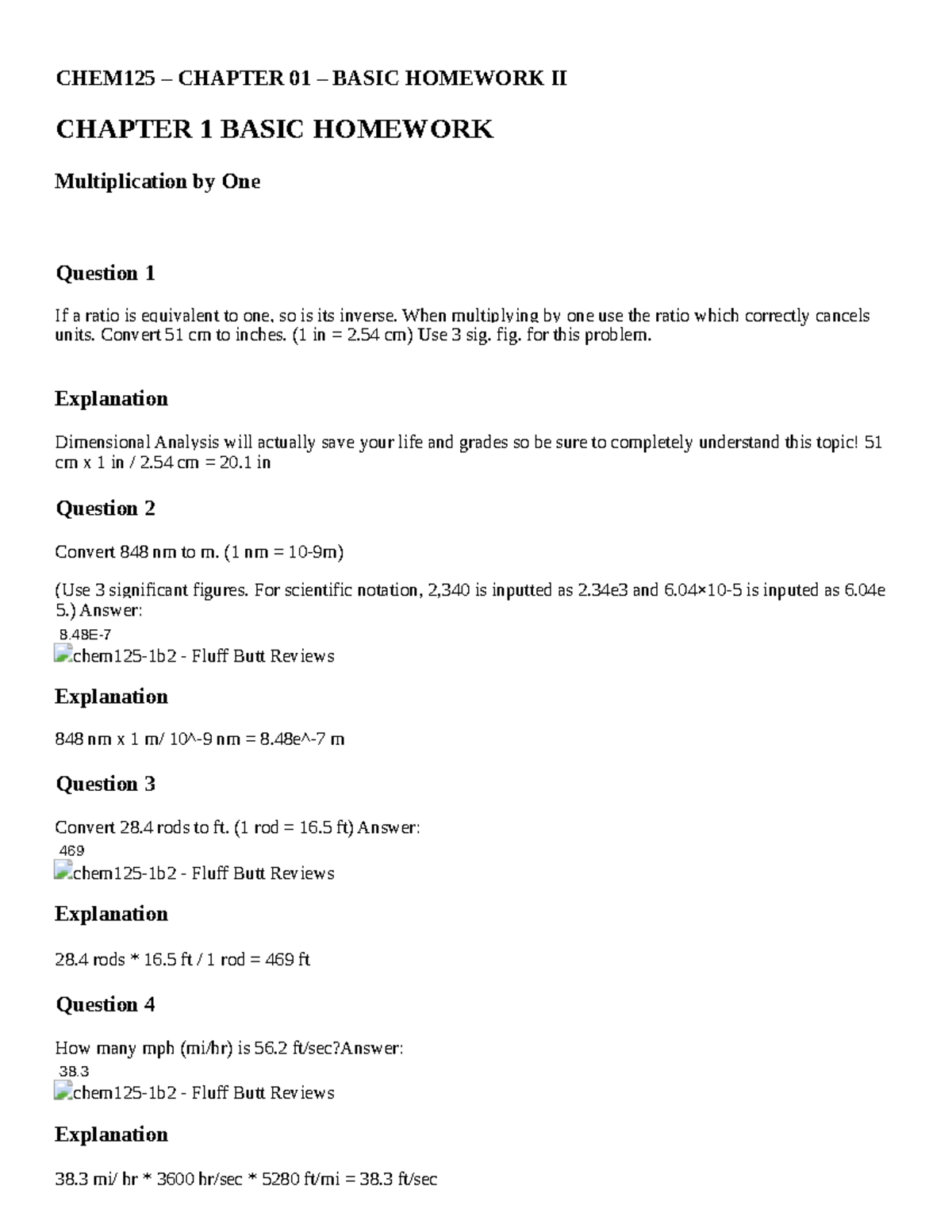 CHW1 - Notes for Chapter 1.2 - CHEM125 – CHAPTER 01 – BASIC HOMEWORK II ...