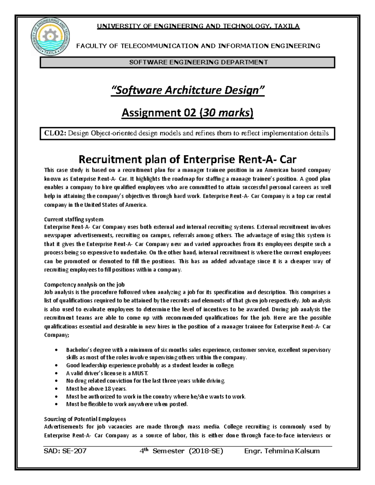 SAD assignment 02 - FACULTY OF TELECOMMUNICATION AND INFORMATION ...