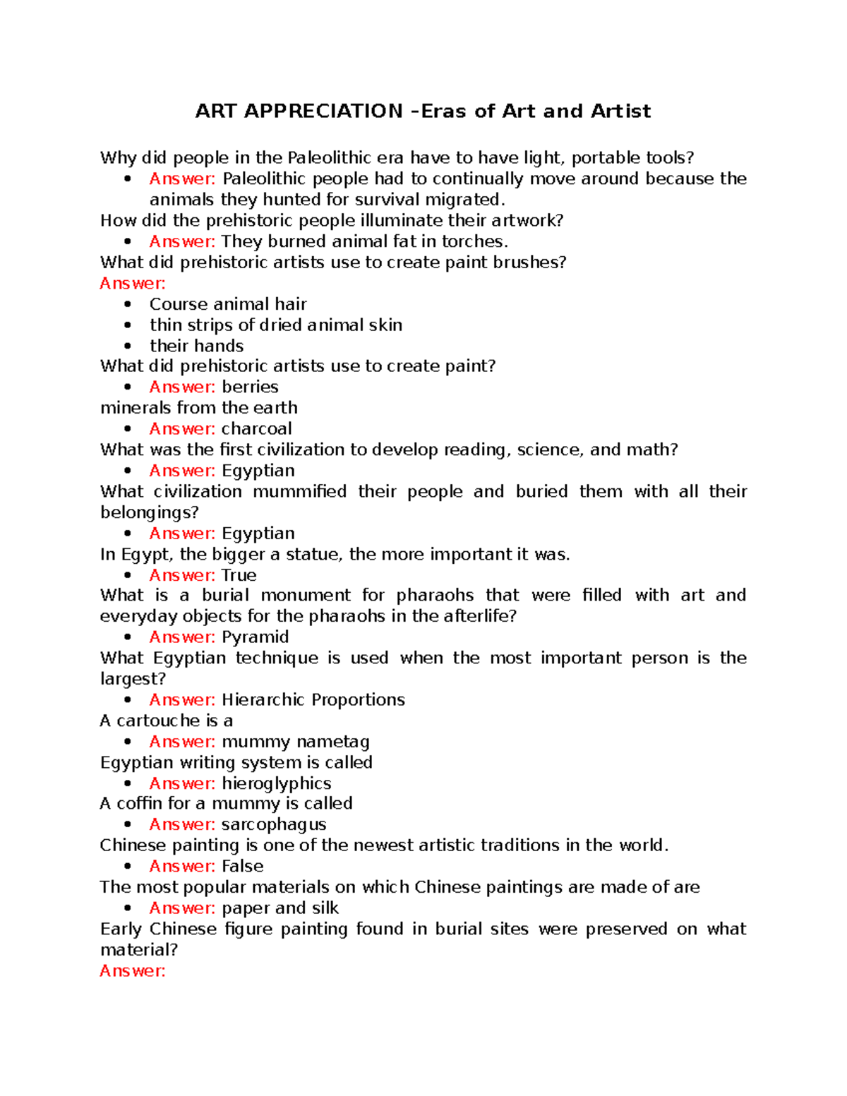 ART Appreciation Eras of Art and Artist - ART APPRECIATION –Eras of Art ...