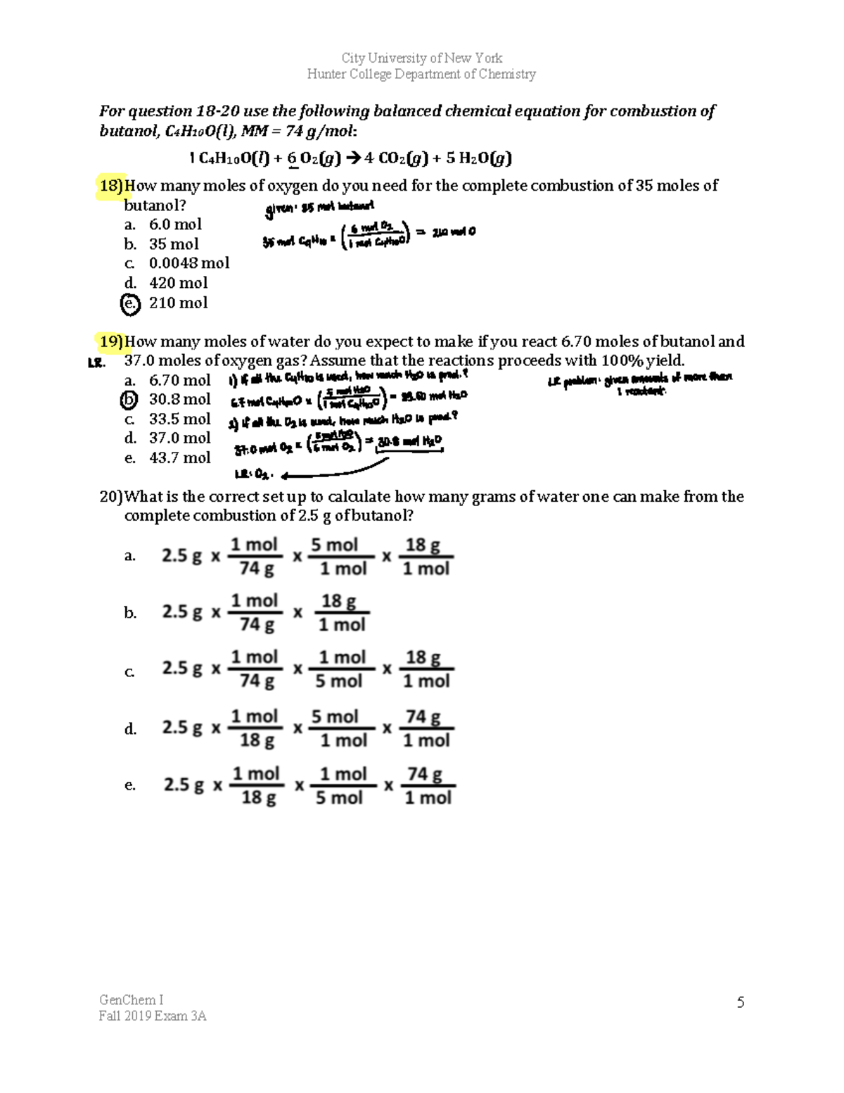 General Chemistry I 2019 Exam 3 Part 4 - City University of New York ...