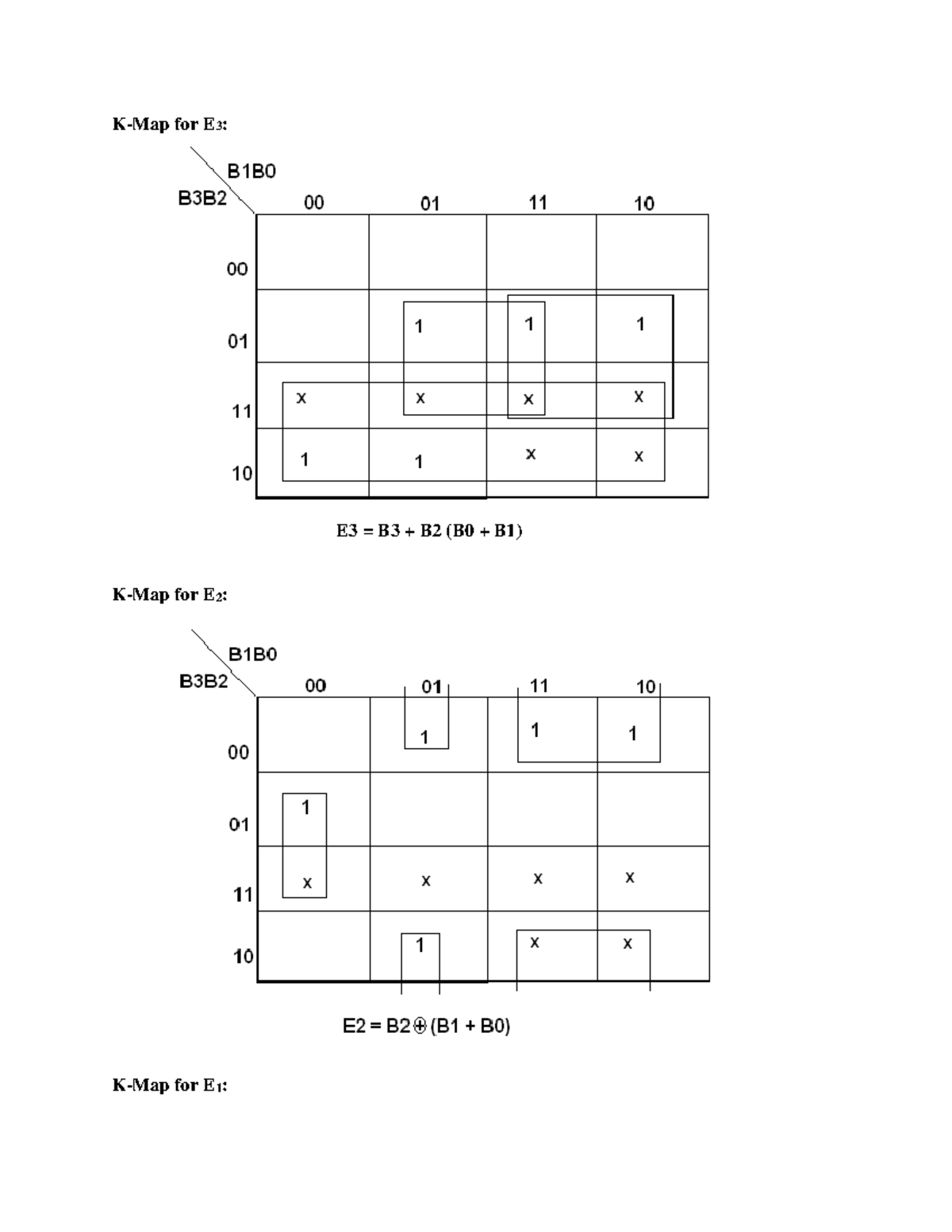 2nd - LAB MANUAL - Digital Logic Design - K-Map for E3: B1B0 B3B2 00 01 ...