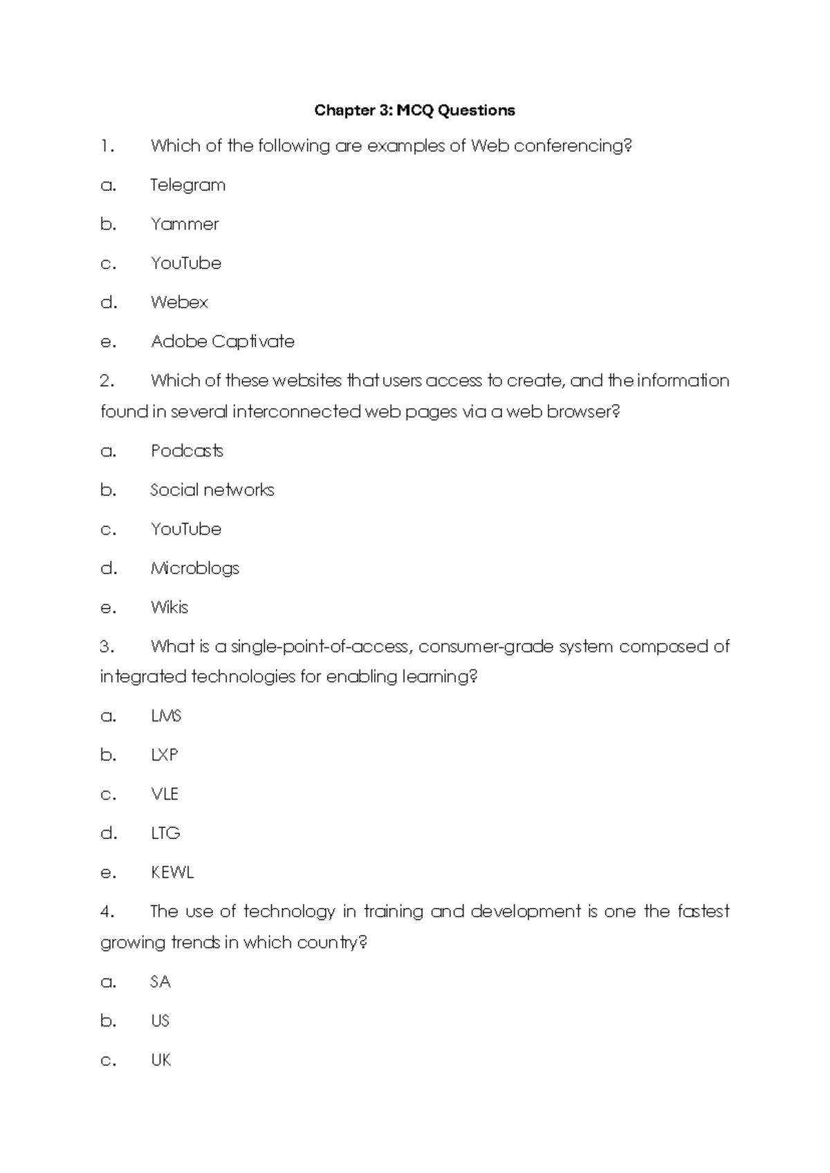 Chapter 3 MCQ - Chapter 3 : MCQ Questions Which of the following are ...