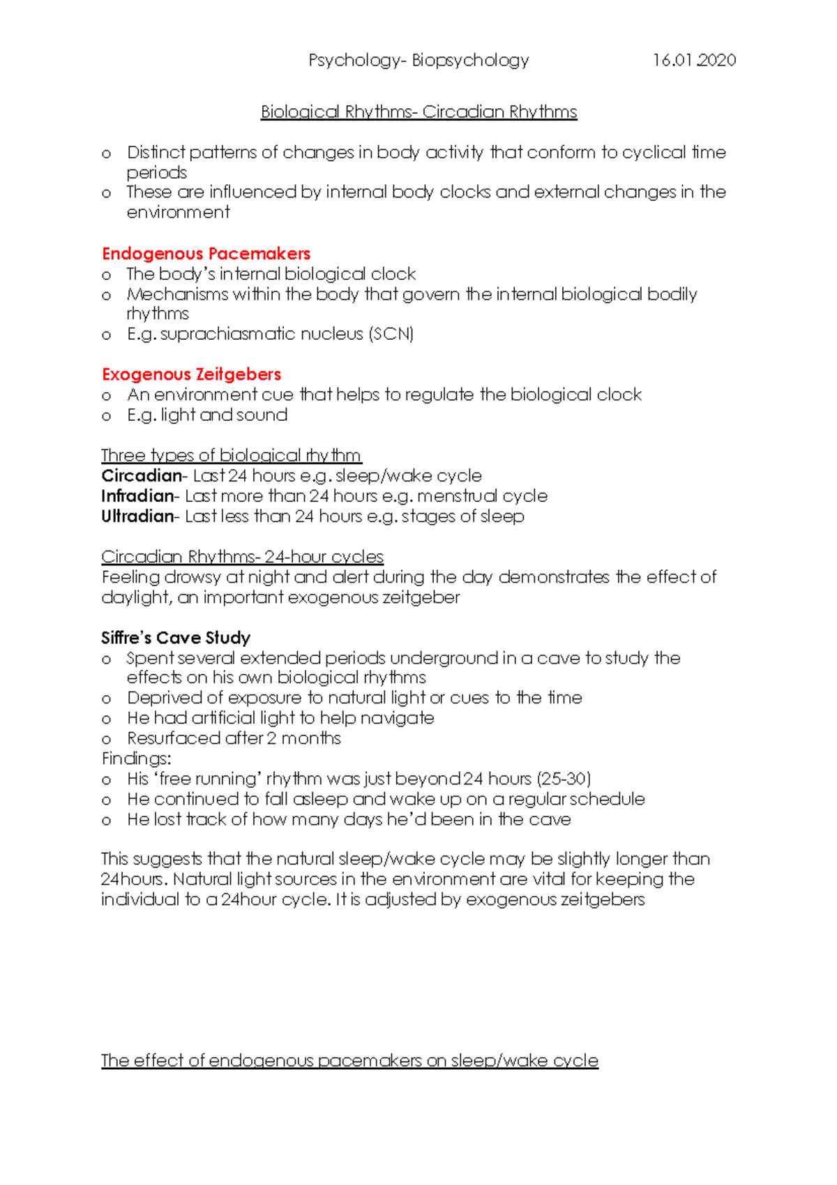 Biological Rhythms- circadian - Psychology- Biopsychology 16 ...