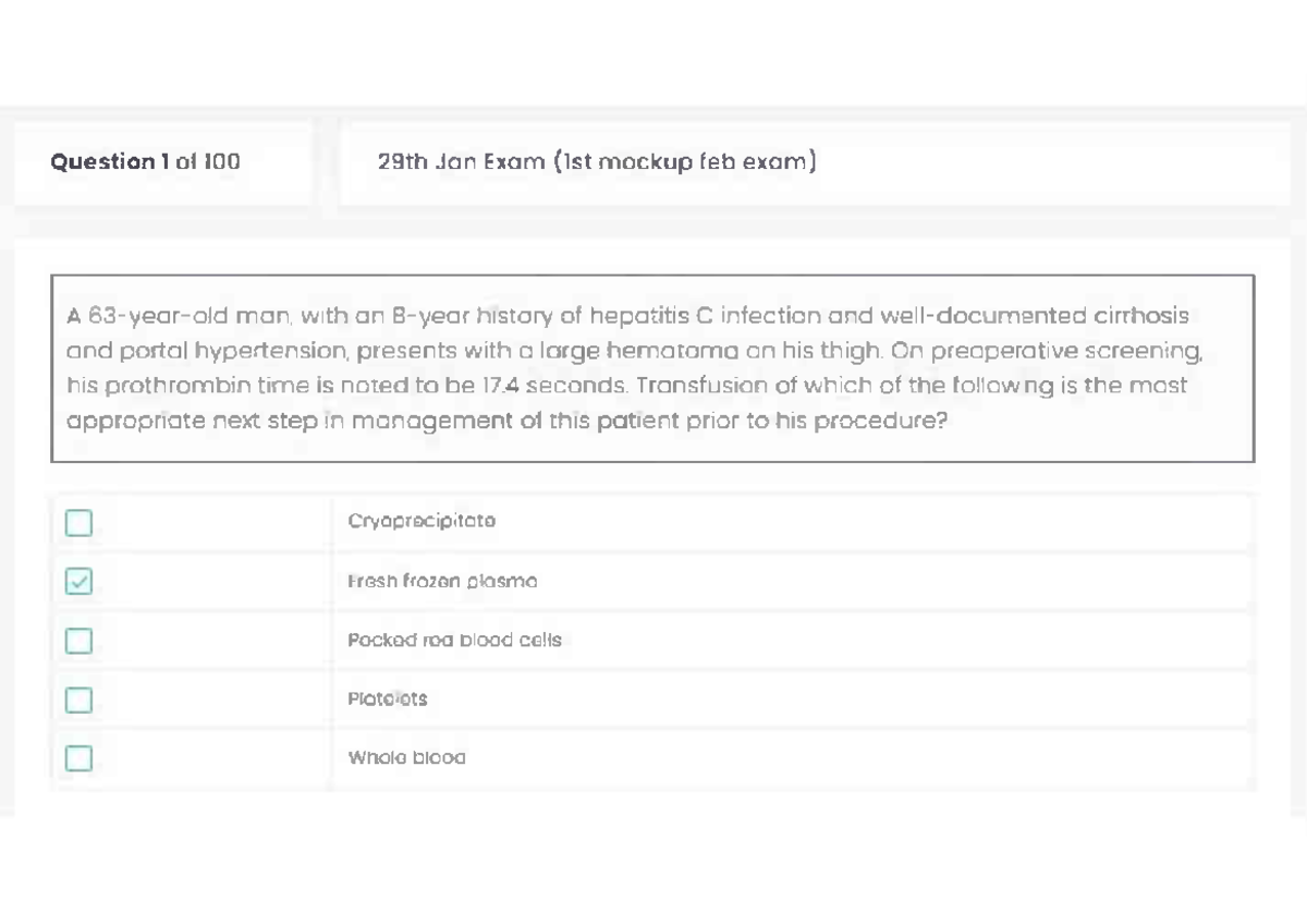 Mock - emle exam - A 63-year-old man. with an 8-year history of ...