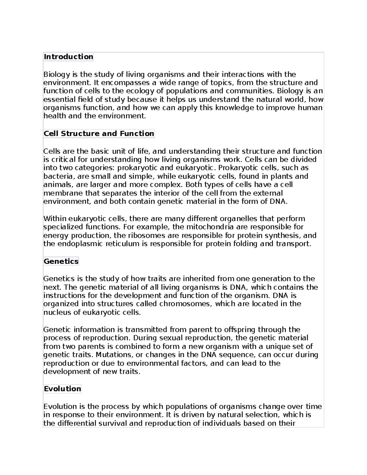 Intro To What Is Bio Introduction Biology Is The Study Of Living