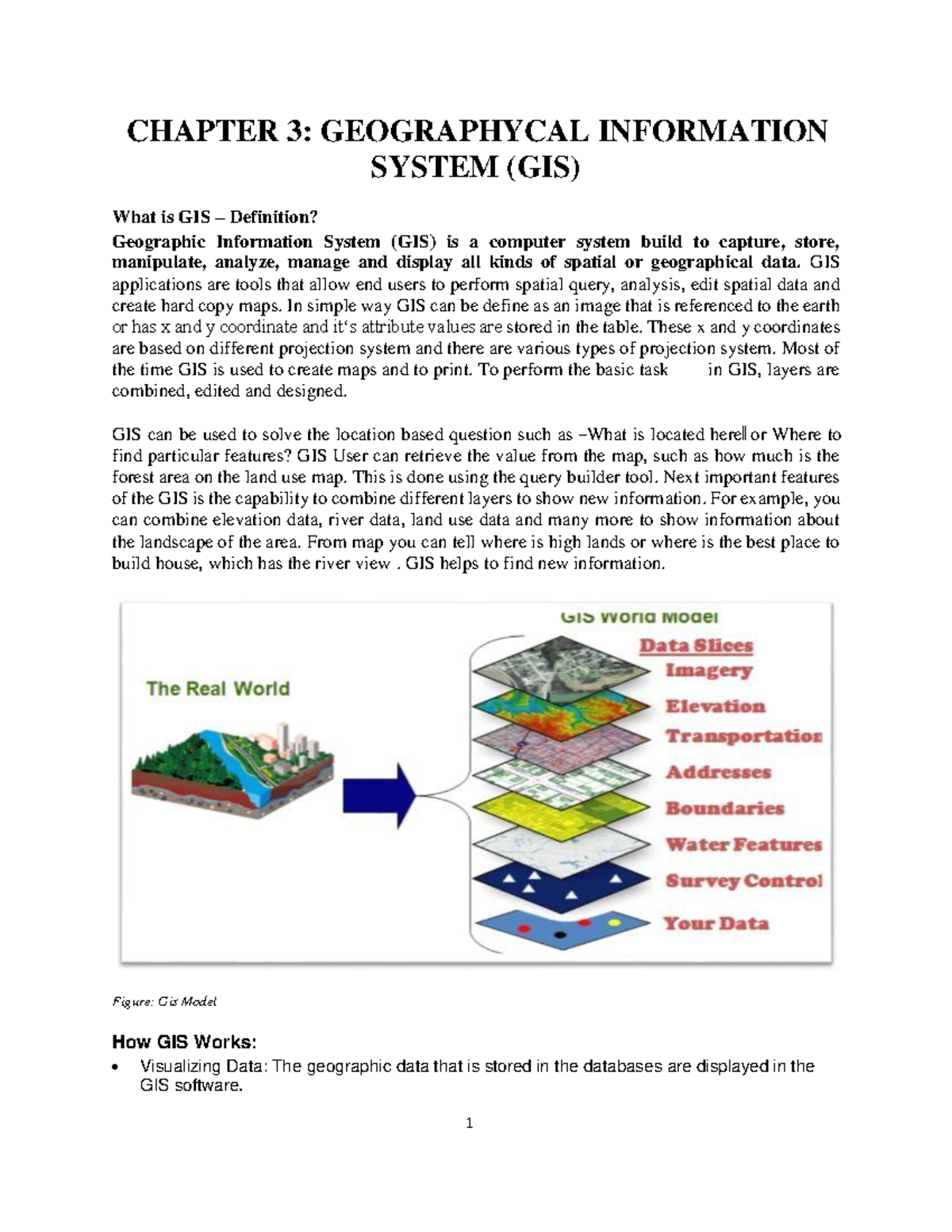 GIS - This are lecture notes prepared by me. - CHAPTER 3: GEOGRAPHYCAL ...