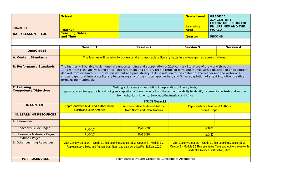 DLL 21ST 2 - daily lesson log - GRADE 11 DAILY LESSON LOG School Grade ...