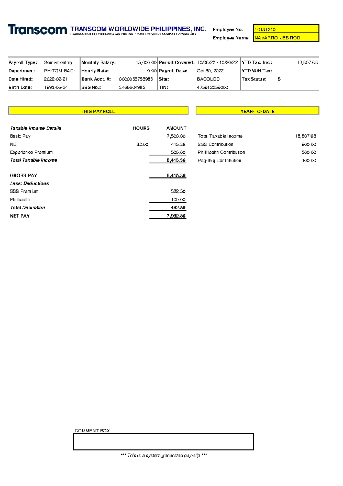 Download - Hjfhj - Taxable Income Details HOURS AMOUNT Basic Pay 7,500 ...