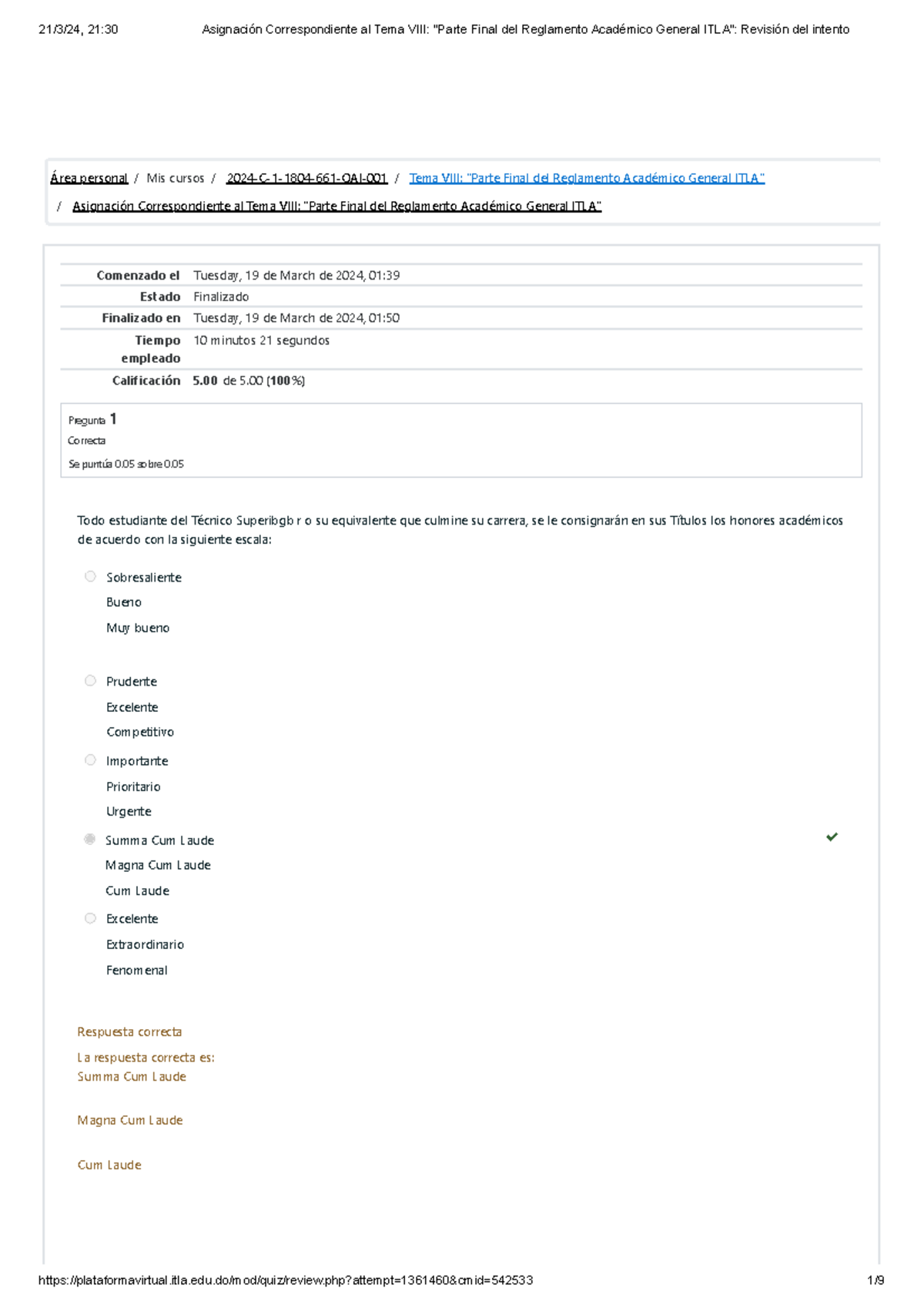 Asignación Correspondiente al Tema VIII Parte Final del Reglamento ...