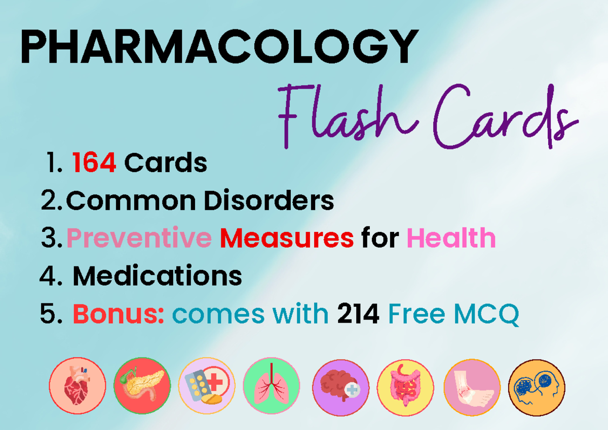 Pharmacology Flash Cards - Flash Cards PHARMACOLOGY 164 Cards Common ...