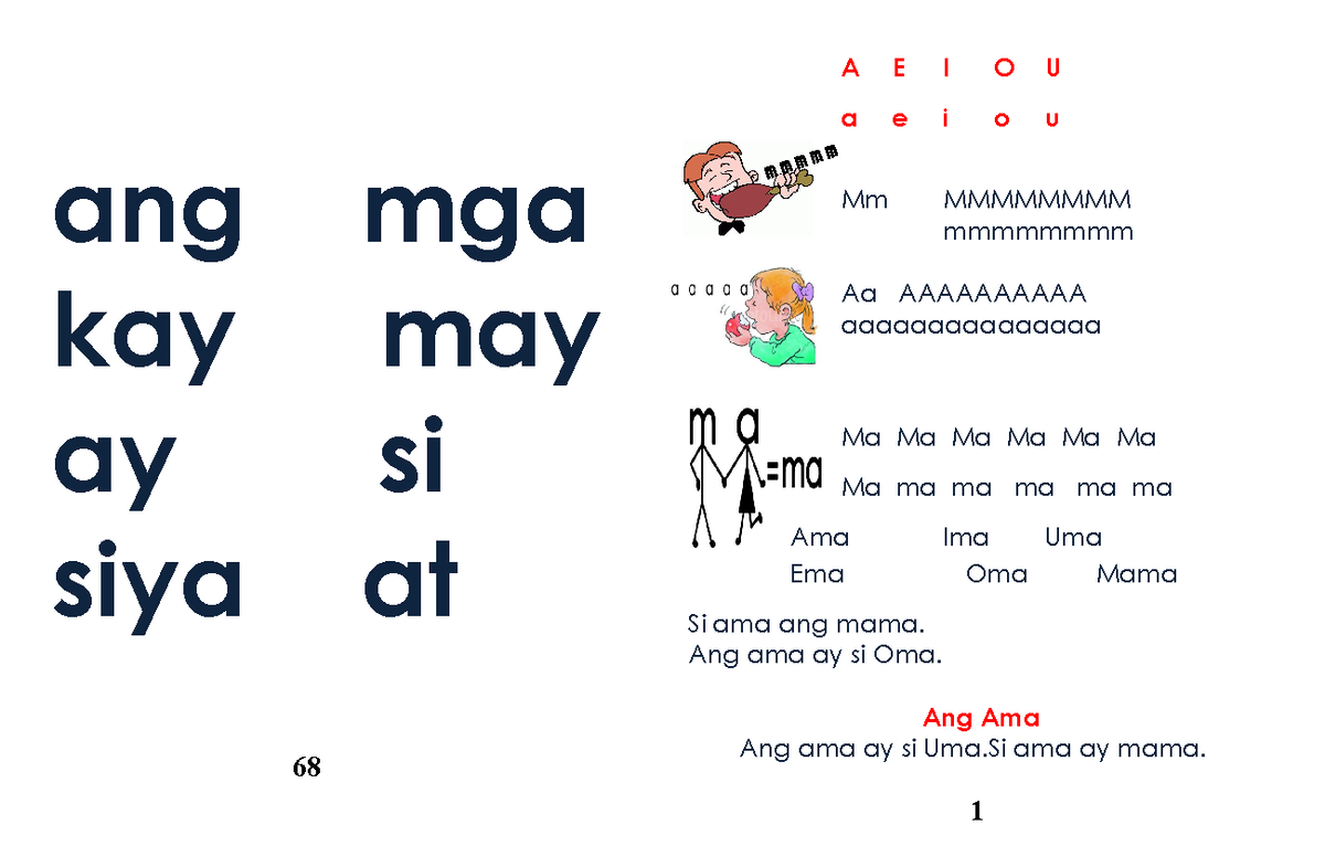 Reading-1 - summary - ang mga kay may ay si siya at ####### A E I O U a e i o u Mm MMMMMMMM ...