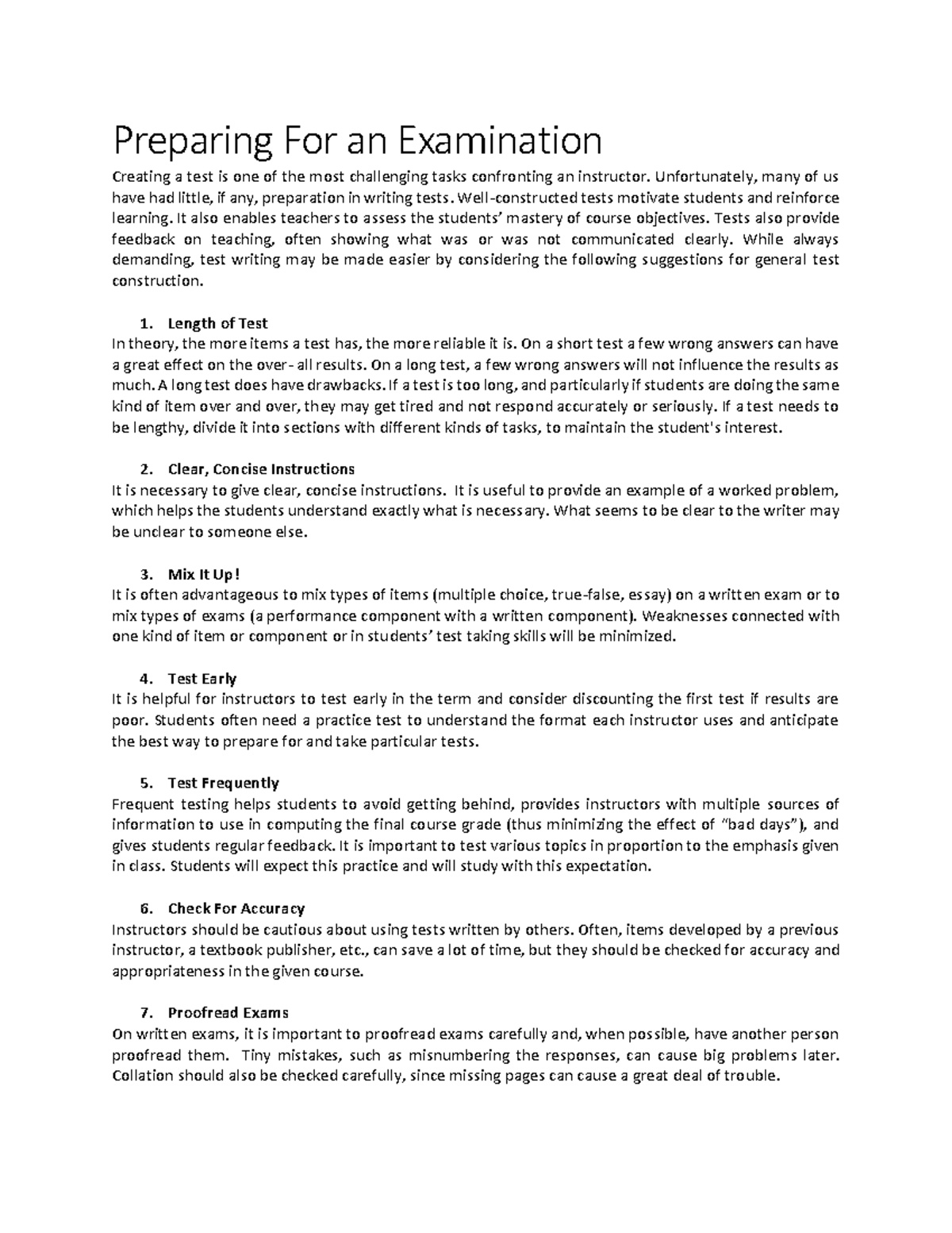 Preparing an Examination Objectivity in the assessment of learning ...