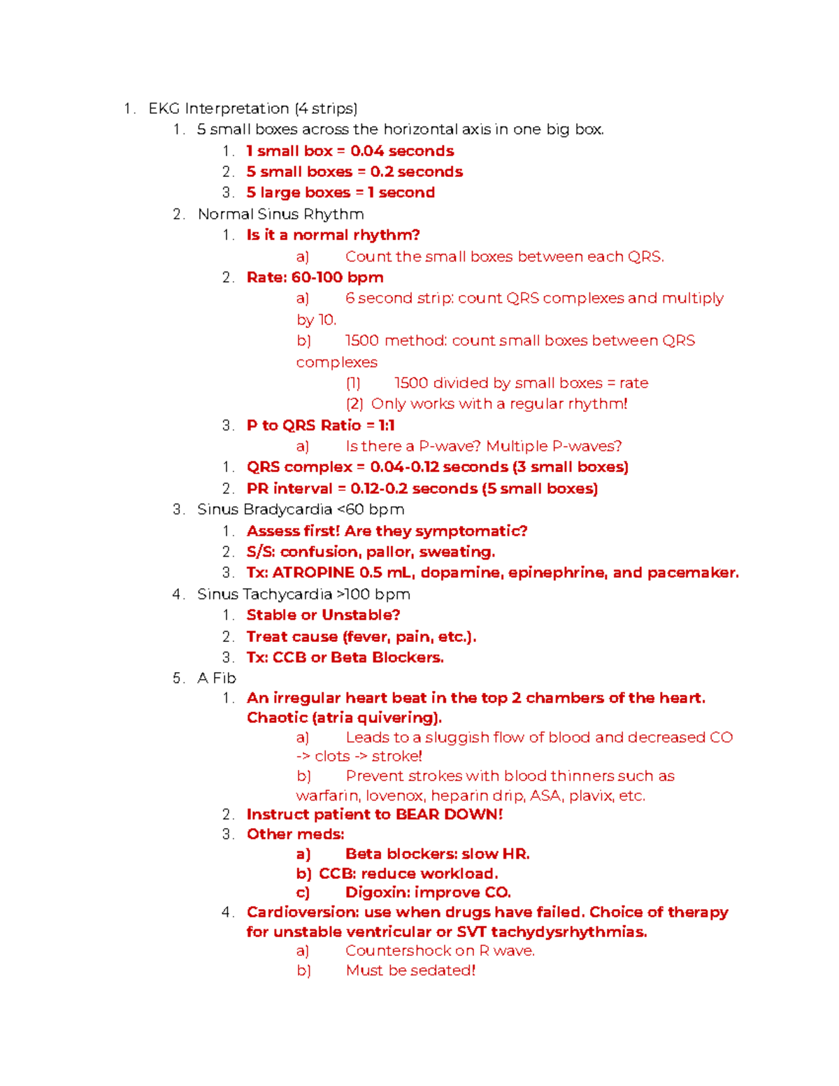 Condensed final exam study guide - EKG Interpretation (4 strips) 5 small boxes across the ...