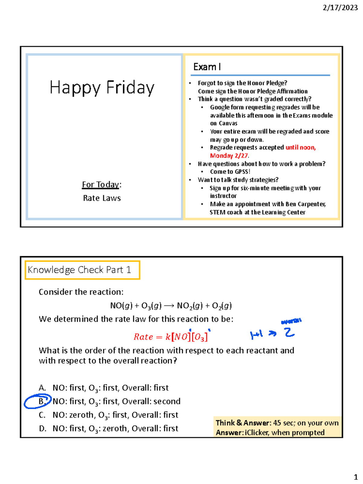 L15F - Kinetics part2 - student - 1 For Today: Rate Laws Happy Friday ...