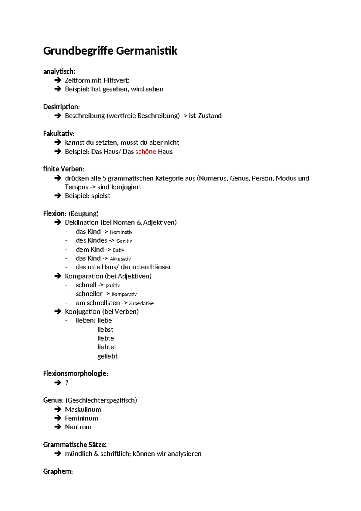 Grundbegriffe Grammatik - Grundbegriffe Germanistik analytisch ...
