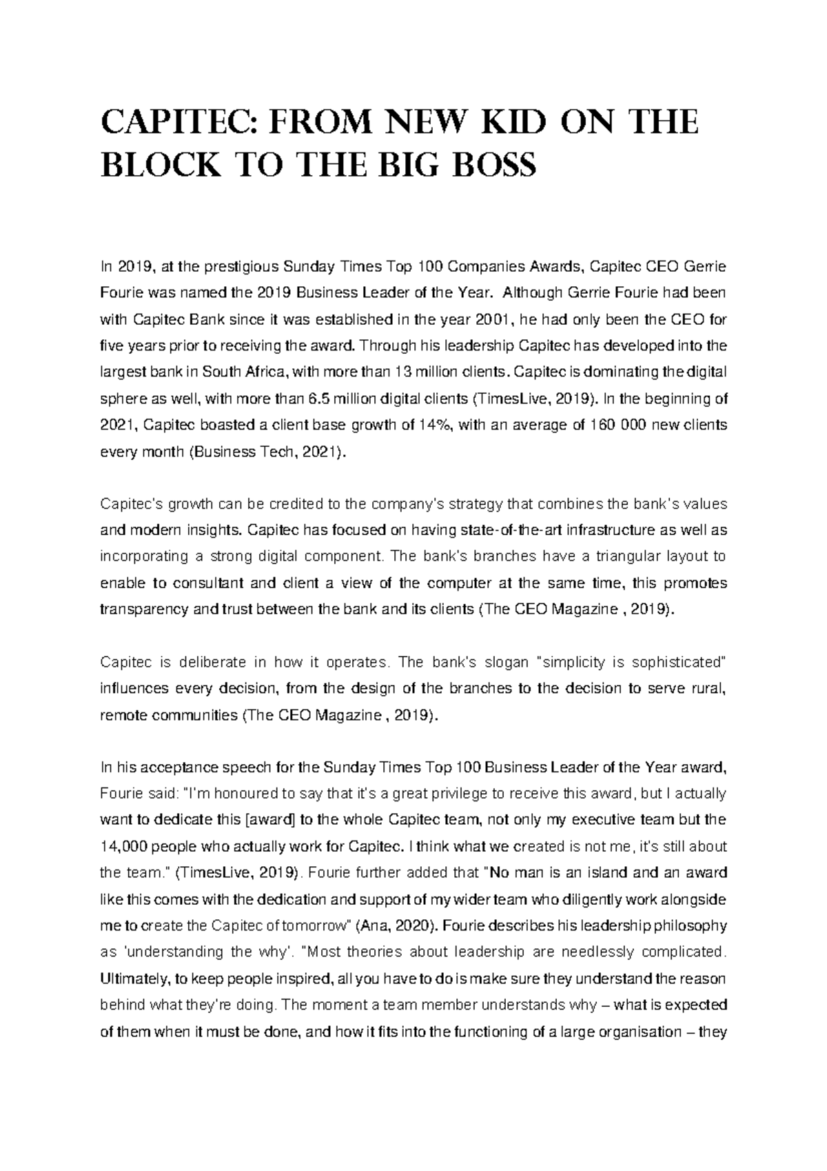 OBS 220 CASE STUDY FOR THE JUNE AND JULY EXAM FOR 2021. CAPITEC CASE STUDY 2 FOR SUPPLEMENTARY ...