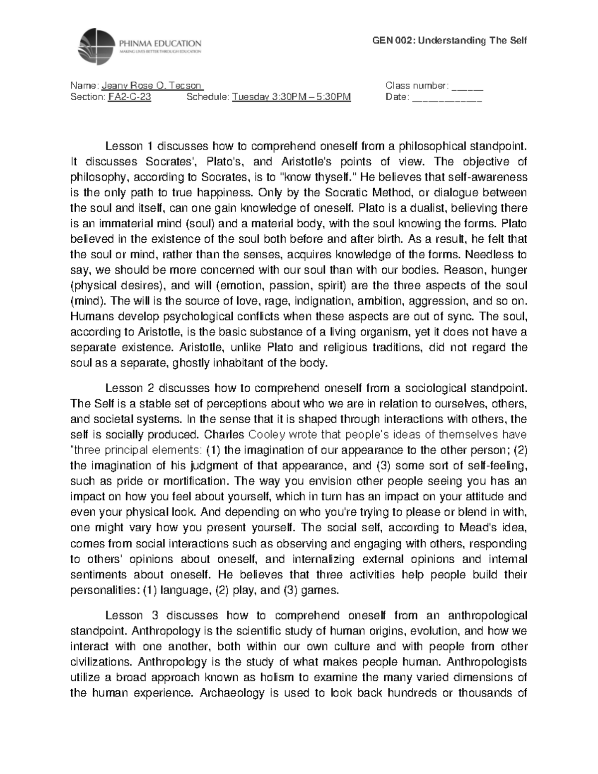 Reflection - Science, Technology, and Society Lesson 1 and 2 Lesson 1 ...