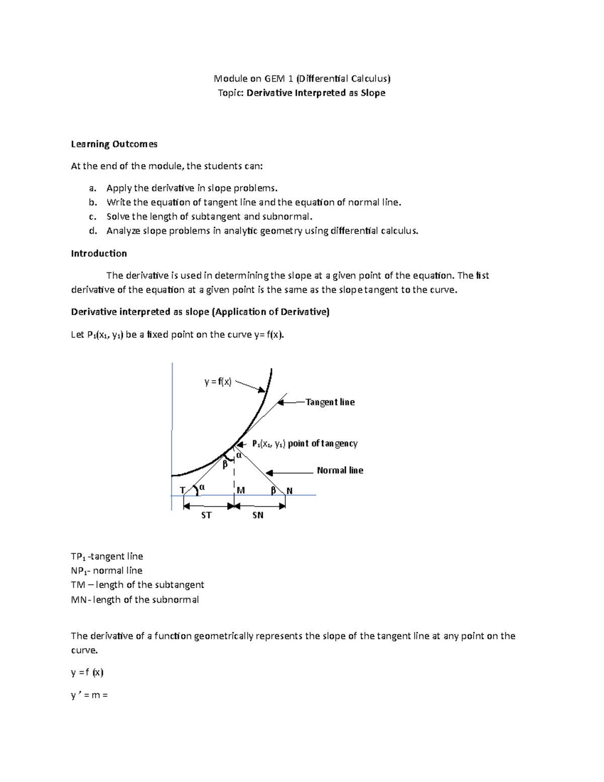Module 12 on GEM 1 (Derivative interpreted as slope) - Module on GEM 1 ...