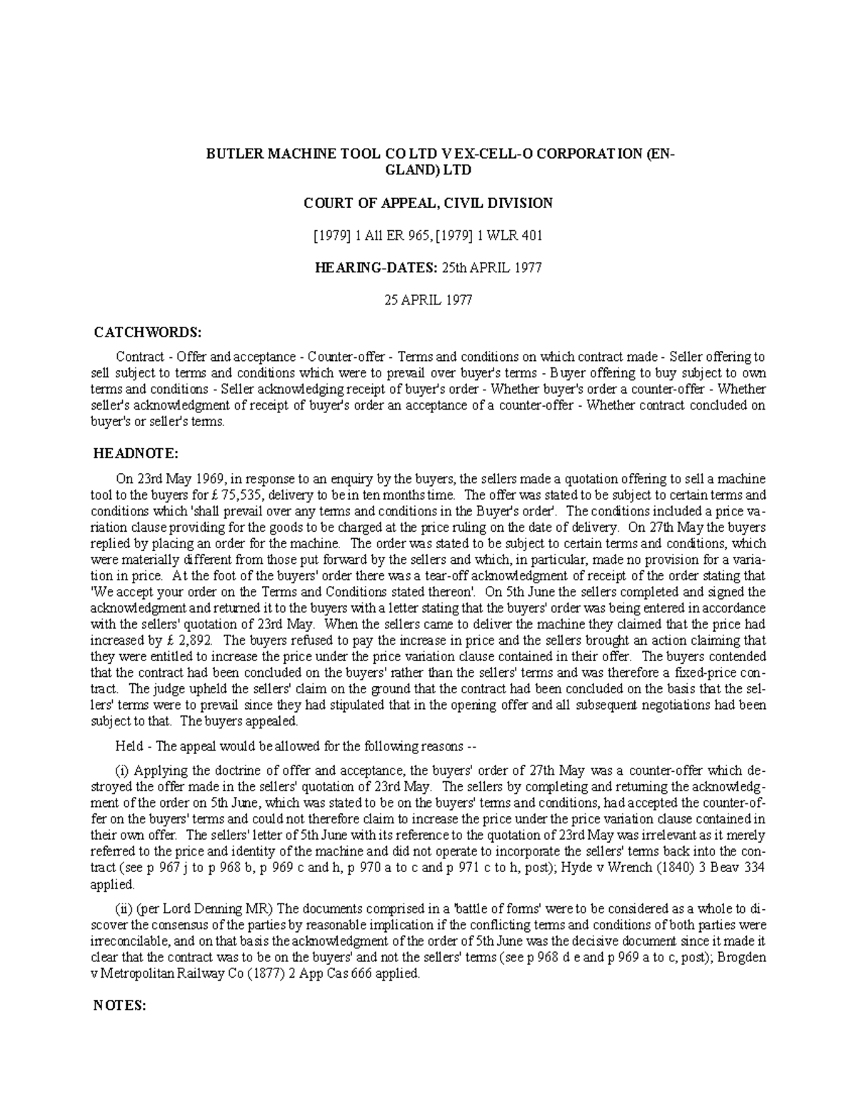 Butler v Ex-cell - Please give as much additional description as ...