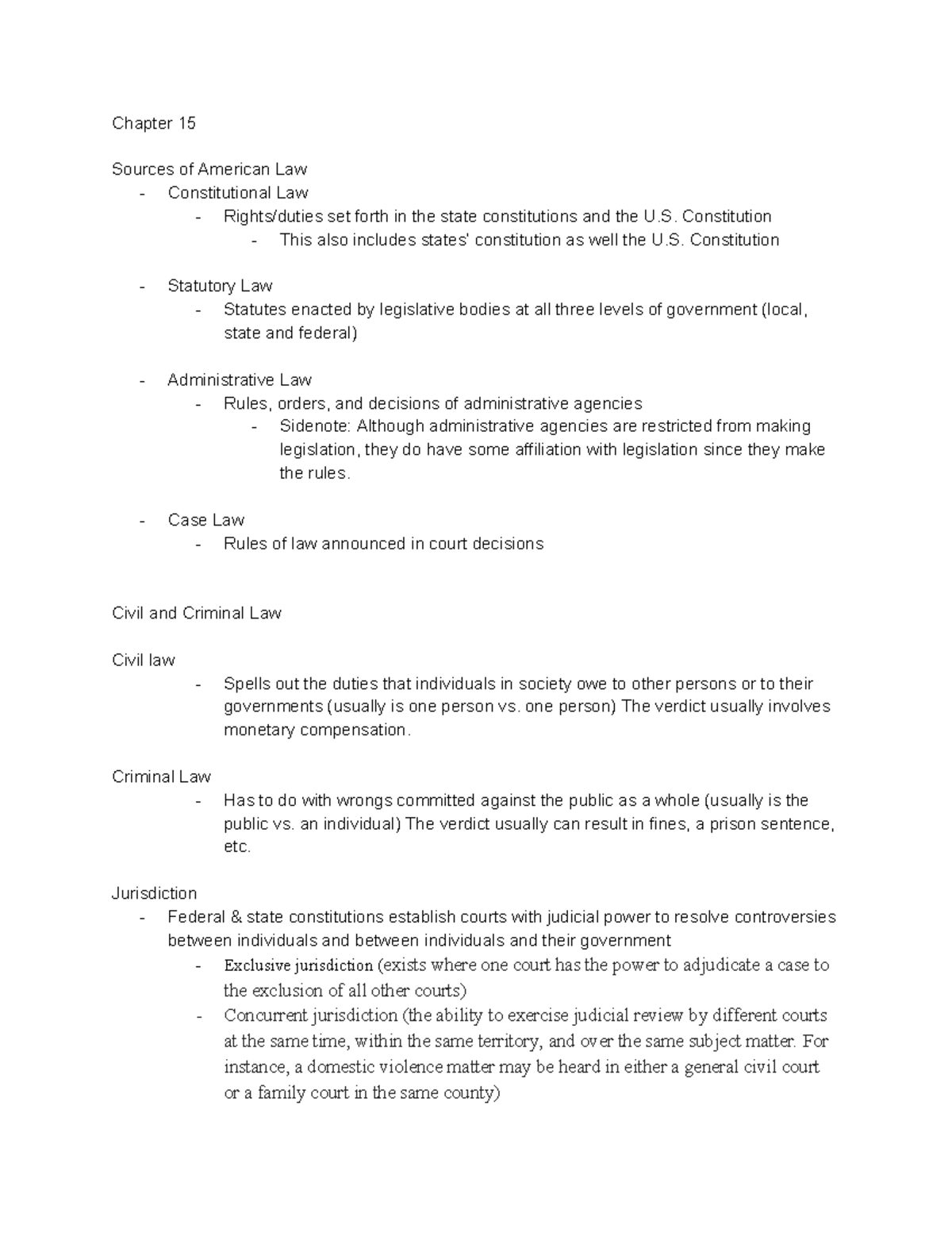 Pol Note 3%2F29%2F2017 - Chapter 15 Sources of American Law ...