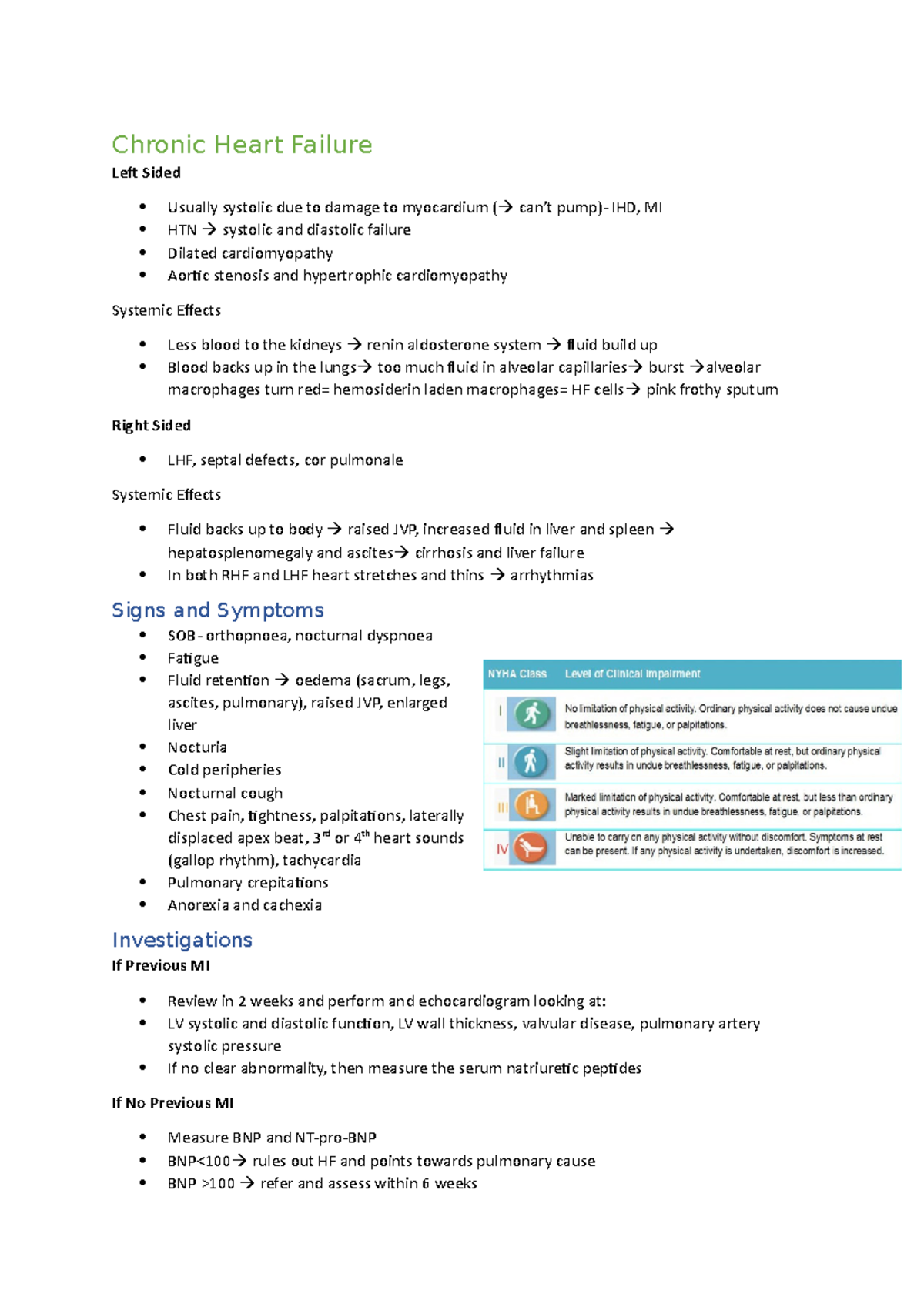 Chronic Heart Failure - Lecture notes 1 - Chronic Heart Failure Left ...