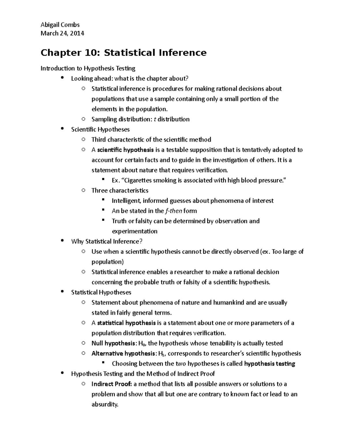 PSY 2402 - Ch 10 Outline - Abigail Combs March 24, 2014 Chapter 10 ...