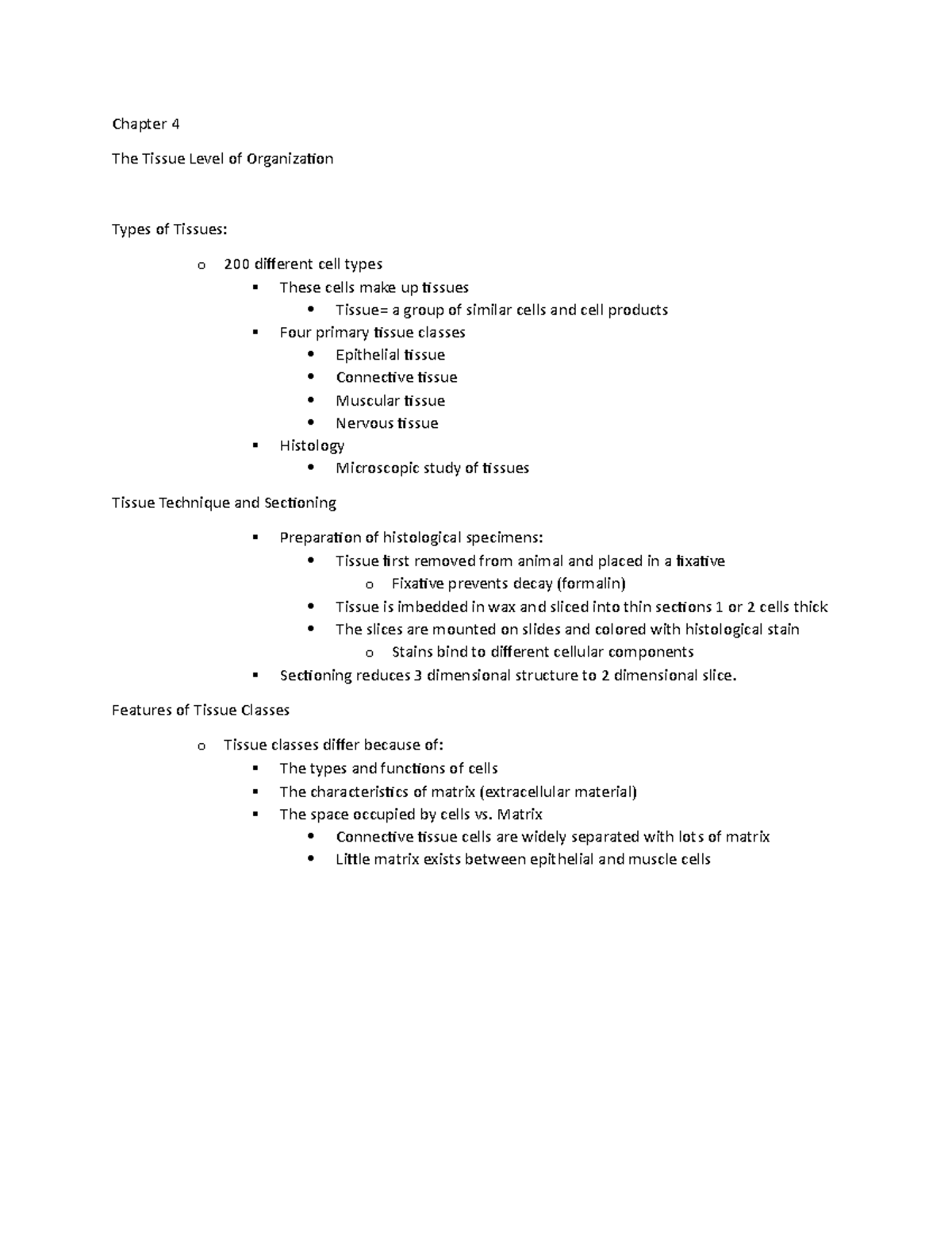 Bio 241 Chapter 4 - Anatomy and Physiology - Chapter 4 The Tissue Level ...