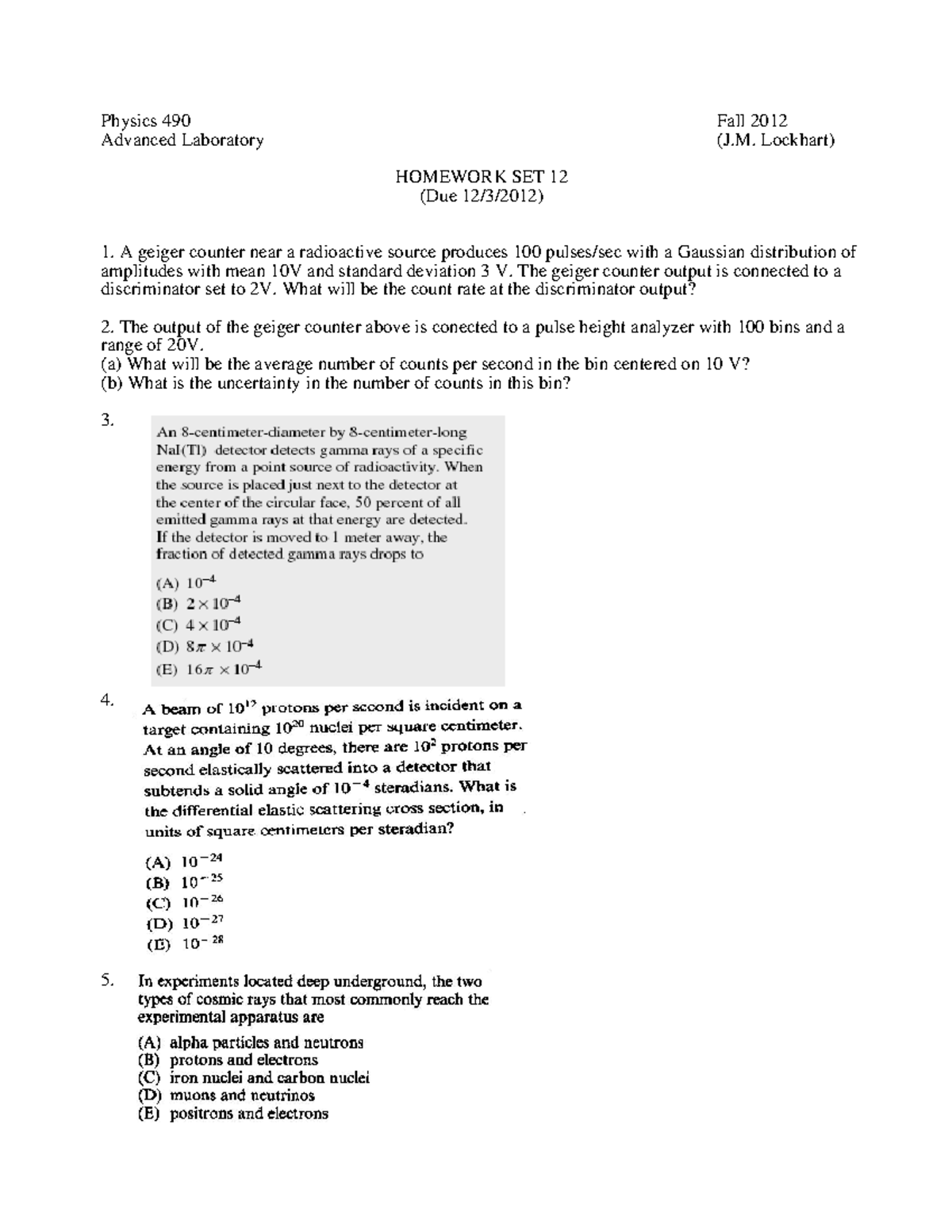 Ps12 - Problem set 12 - Physics 490 Advanced Laboratory Fall 2012 (J ...