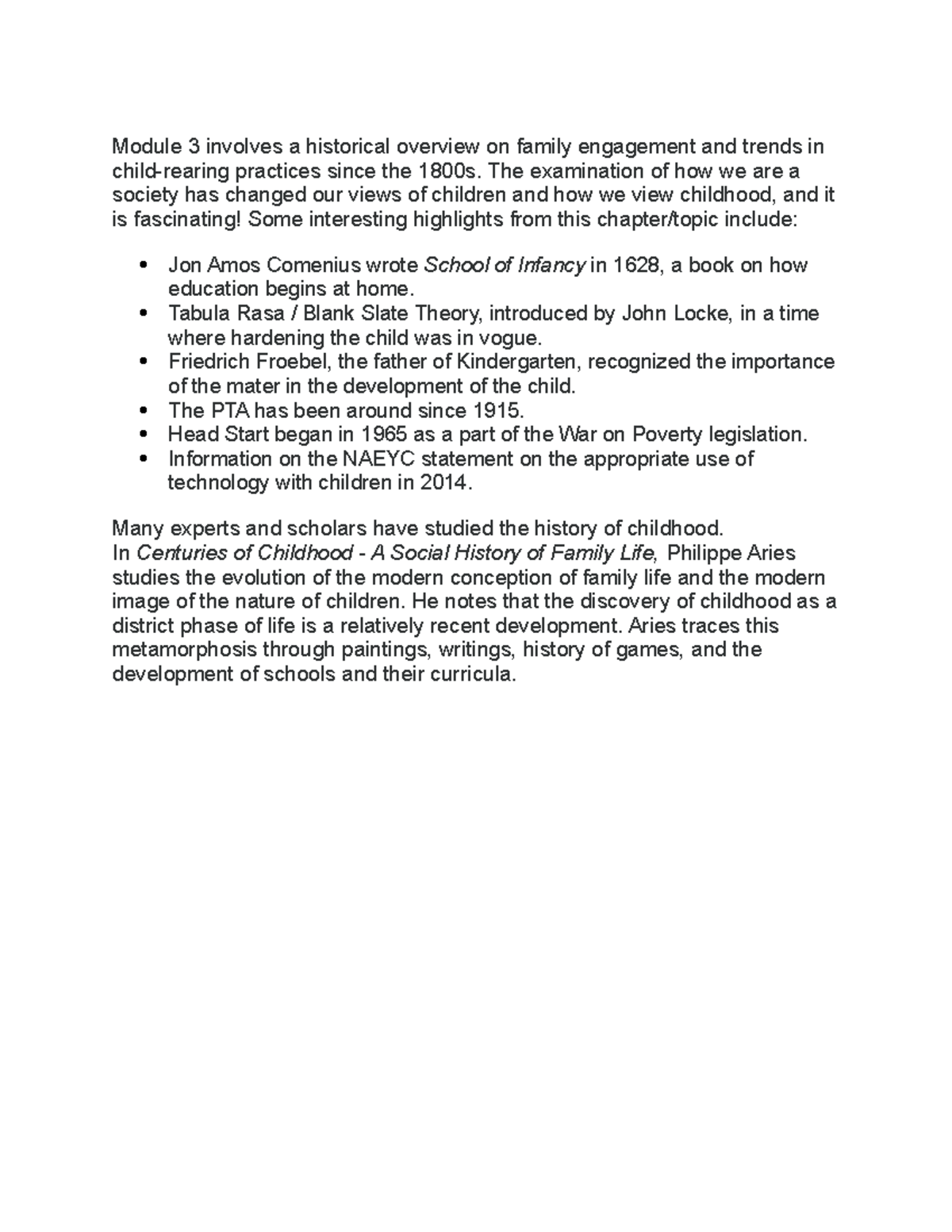 EECModule 3 Overview - Module 3 involves a historical overview on family engagement and trends ...