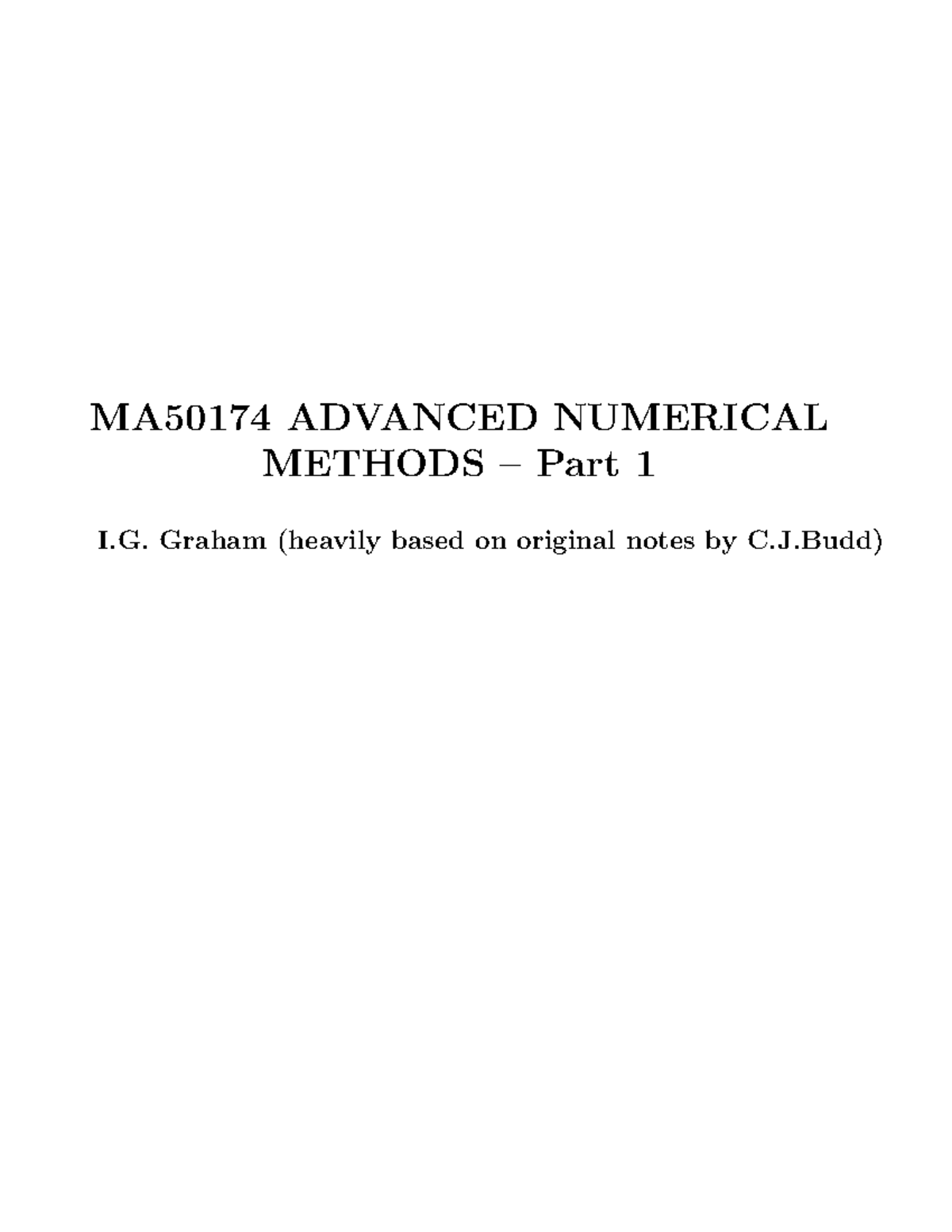 Ma50174 - MA50174 ADVANCED NUMERICAL METHODS – Part 1 I. Graham ...